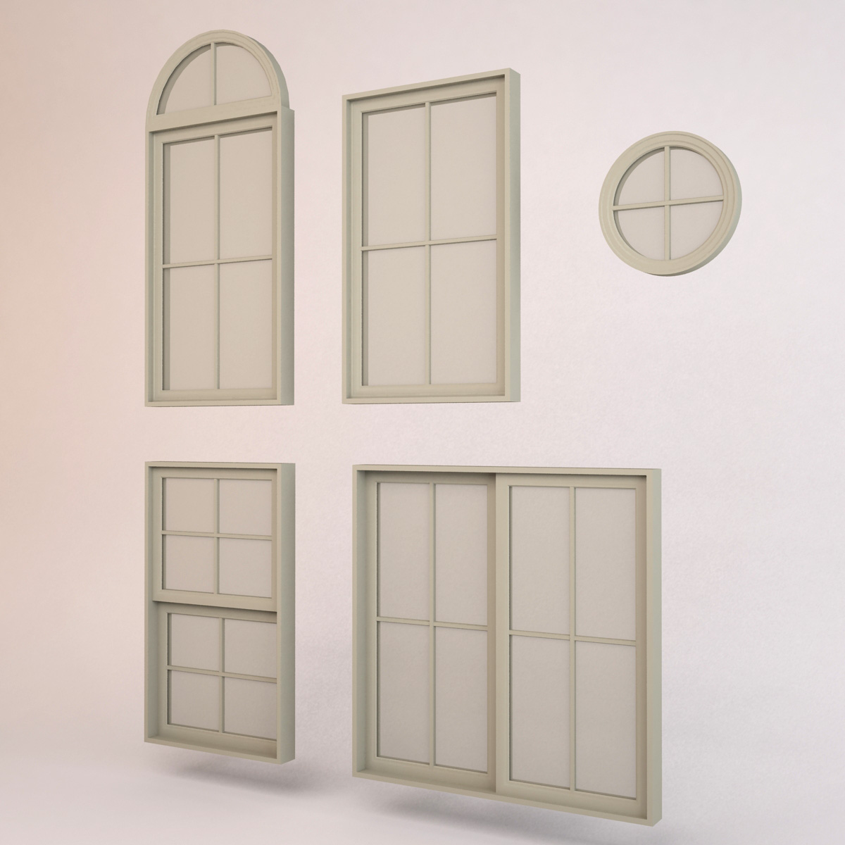 3d glass windows doors model