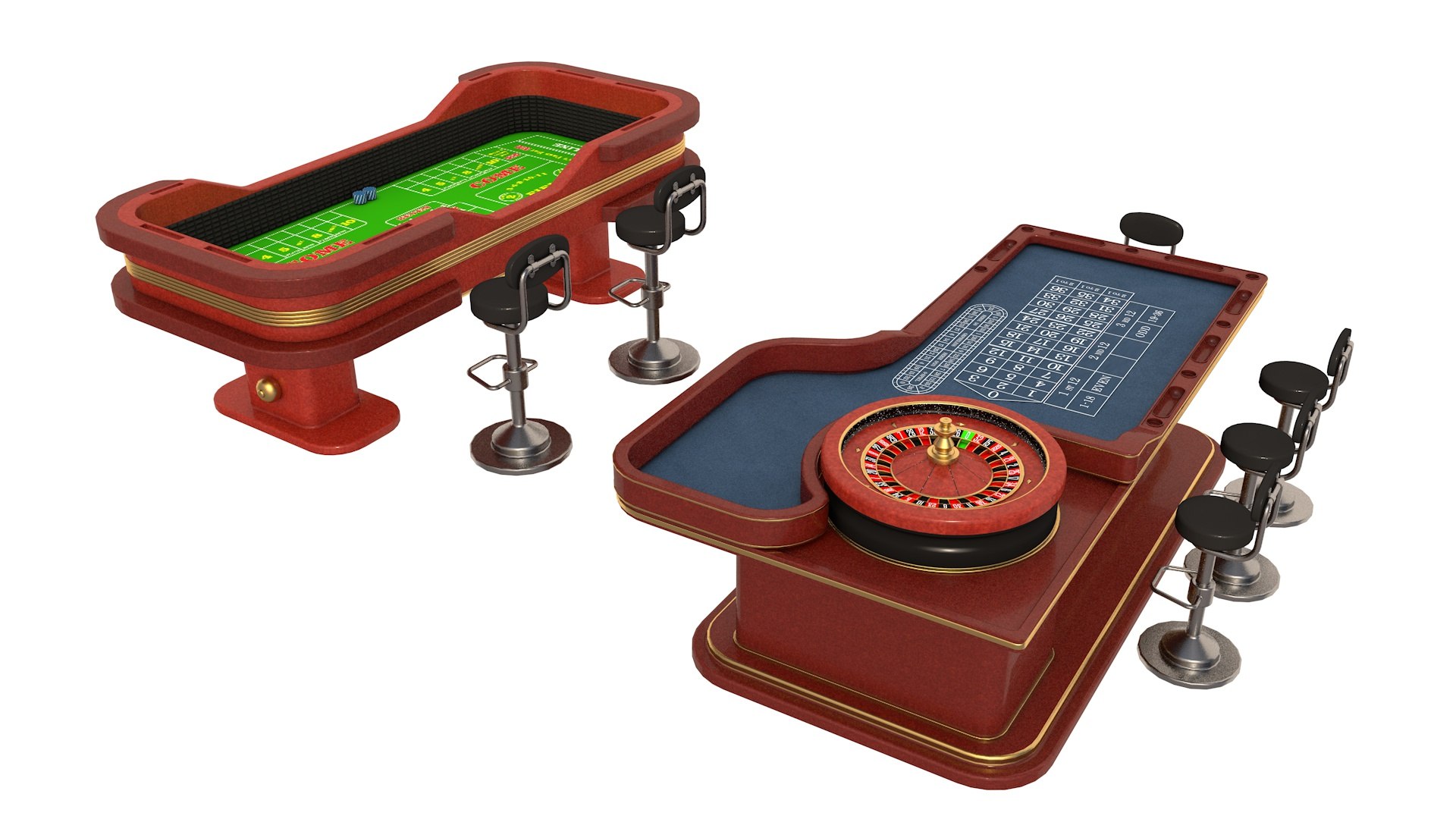 Roulette Table And Craps Table 3D Model - TurboSquid 1883111