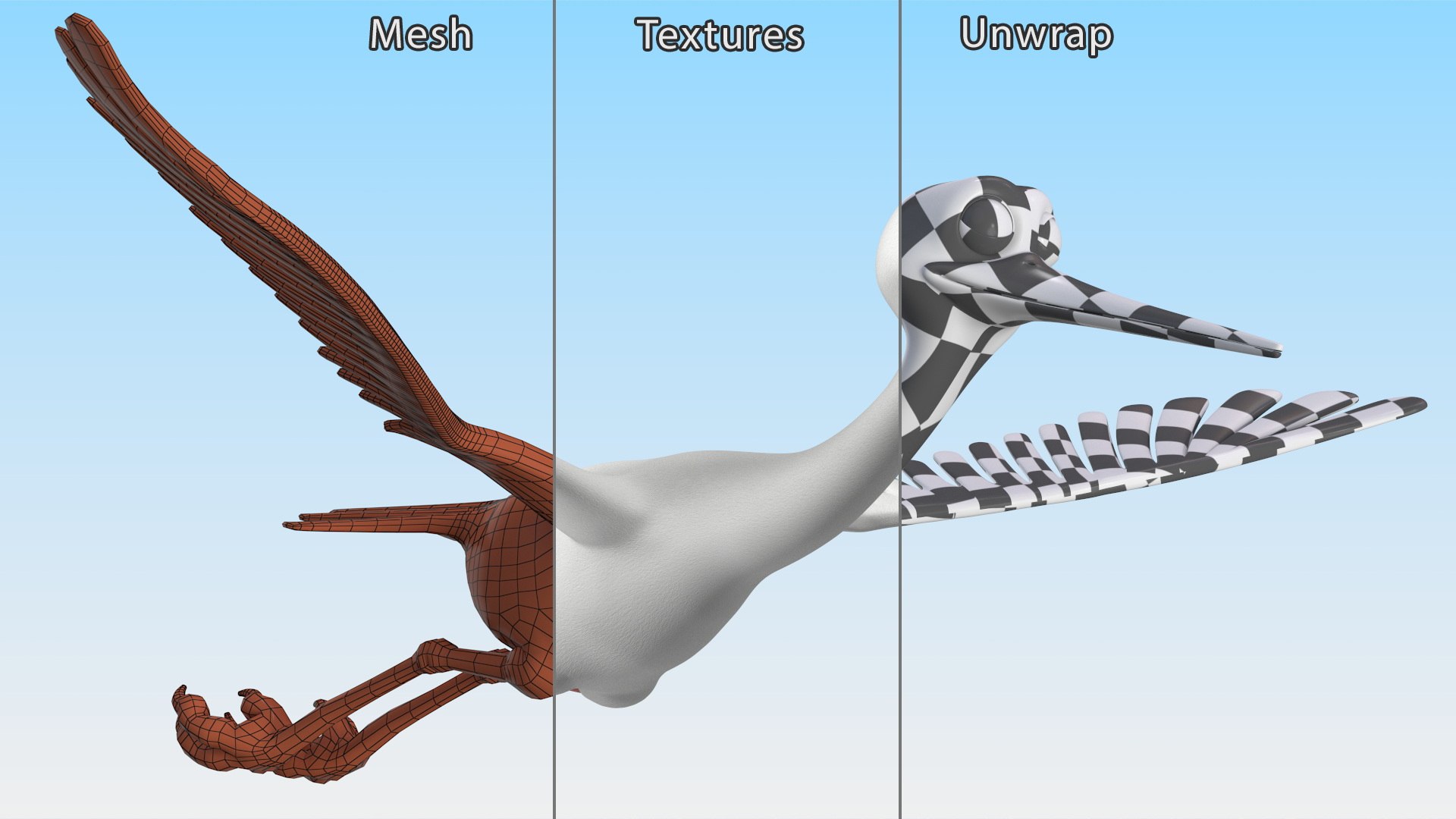 3D Flying Pose Cartoon Stork - TurboSquid 2079669
