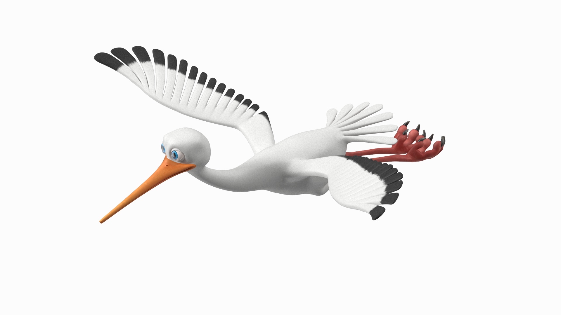 3D Flying Pose Cartoon Stork - TurboSquid 2079669