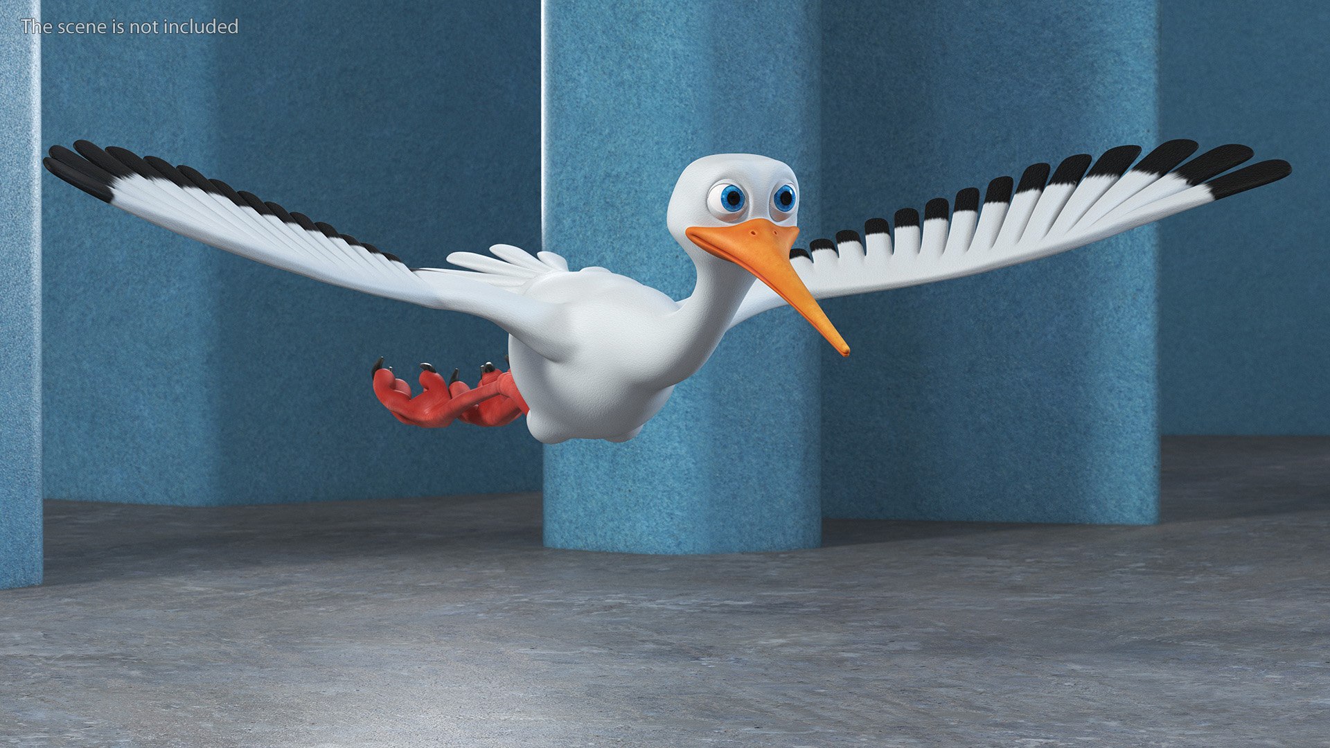 3D Flying Pose Cartoon Stork - TurboSquid 2079669