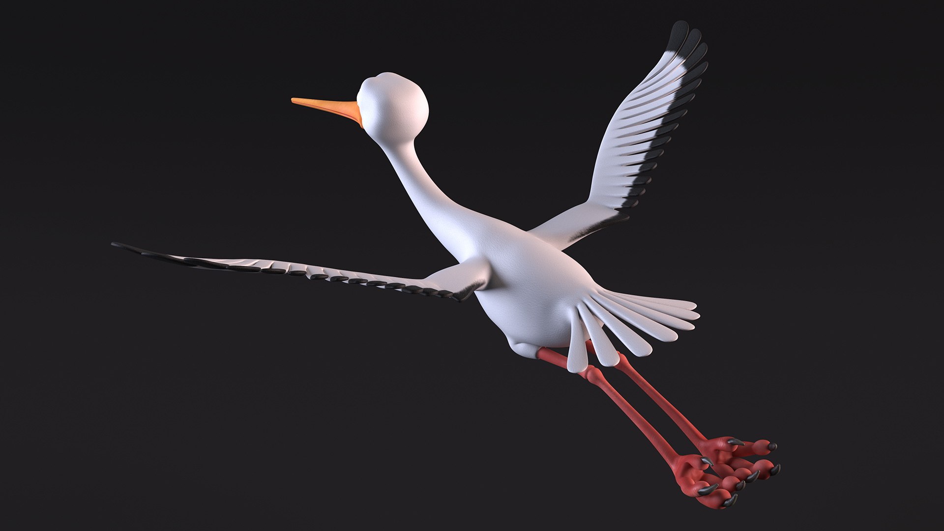 3D Flying Pose Cartoon Stork - TurboSquid 2079669