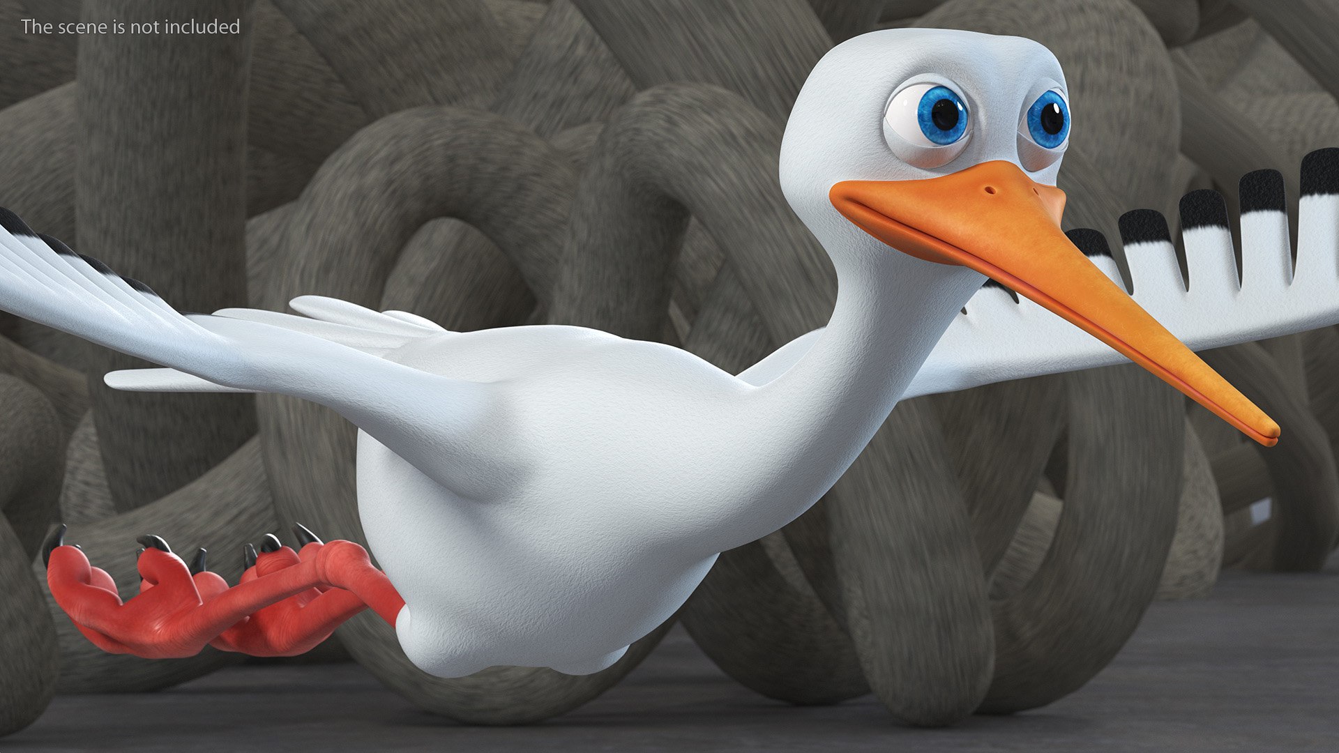 3D Flying Pose Cartoon Stork - TurboSquid 2079669