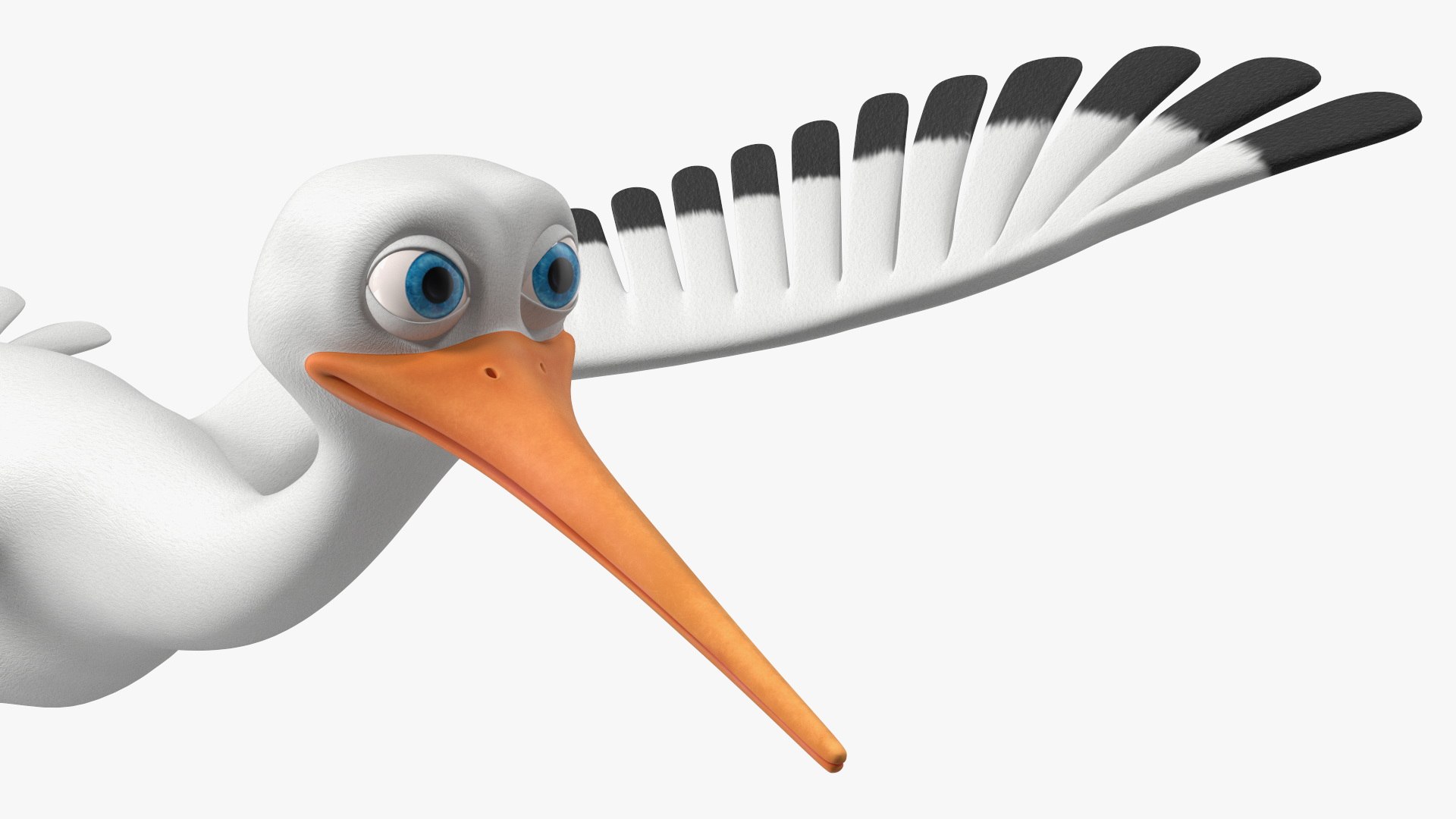 3D Flying Pose Cartoon Stork - TurboSquid 2079669