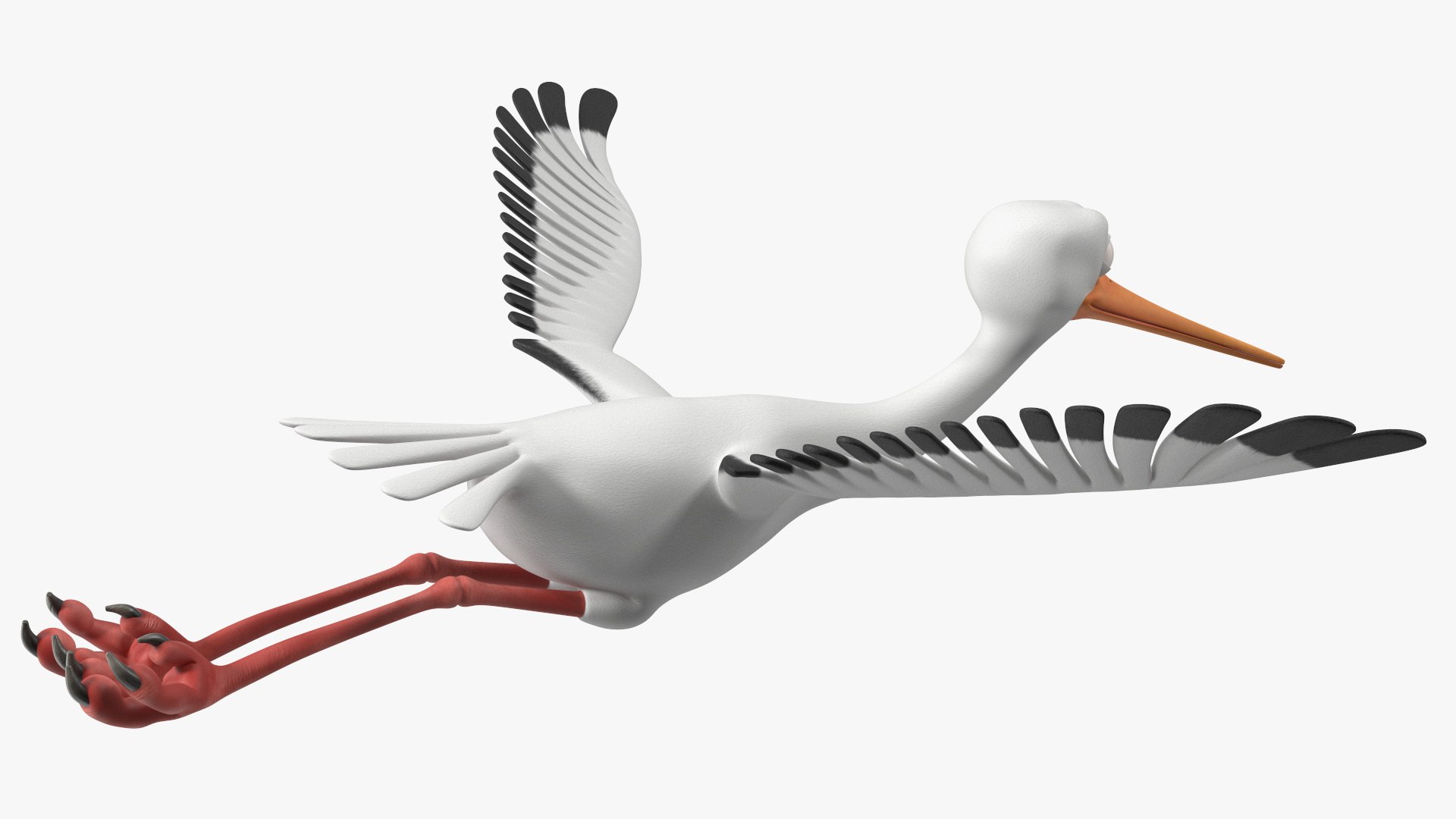 3D Flying Pose Cartoon Stork - TurboSquid 2079669