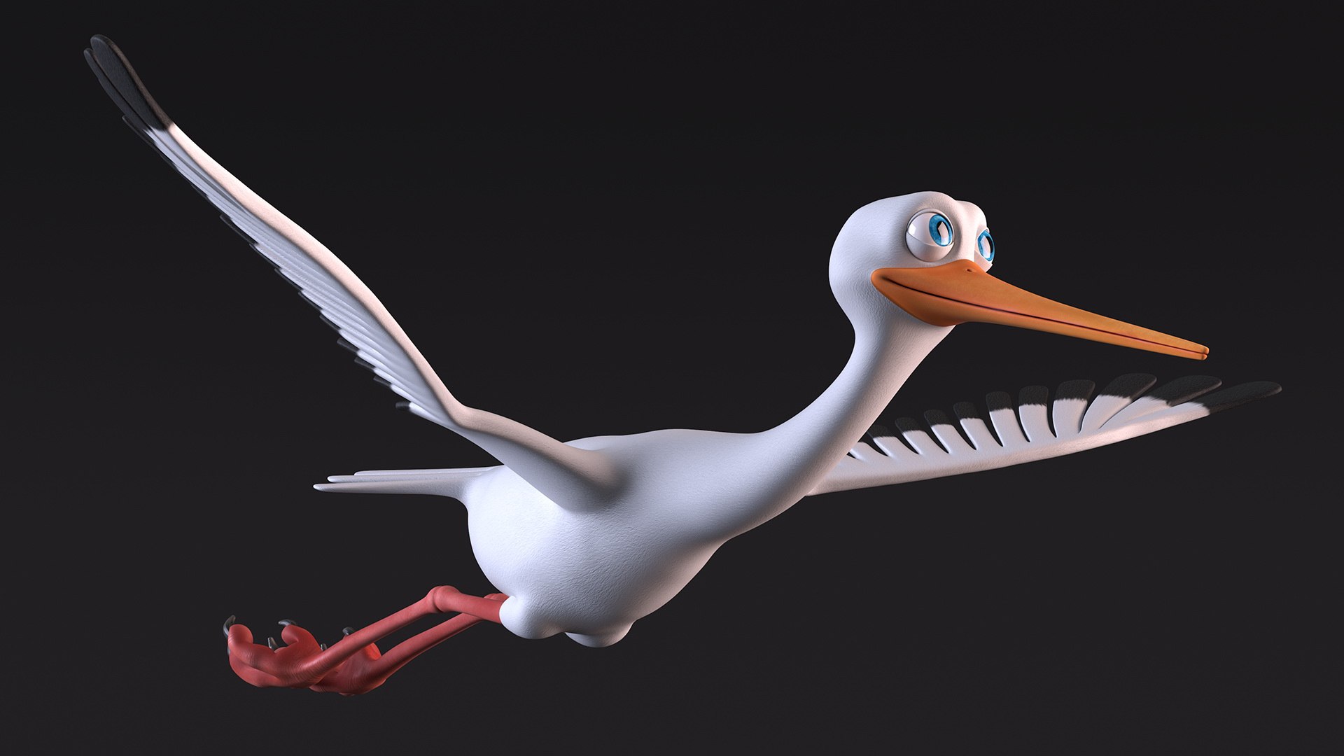 3D Flying Pose Cartoon Stork - TurboSquid 2079669