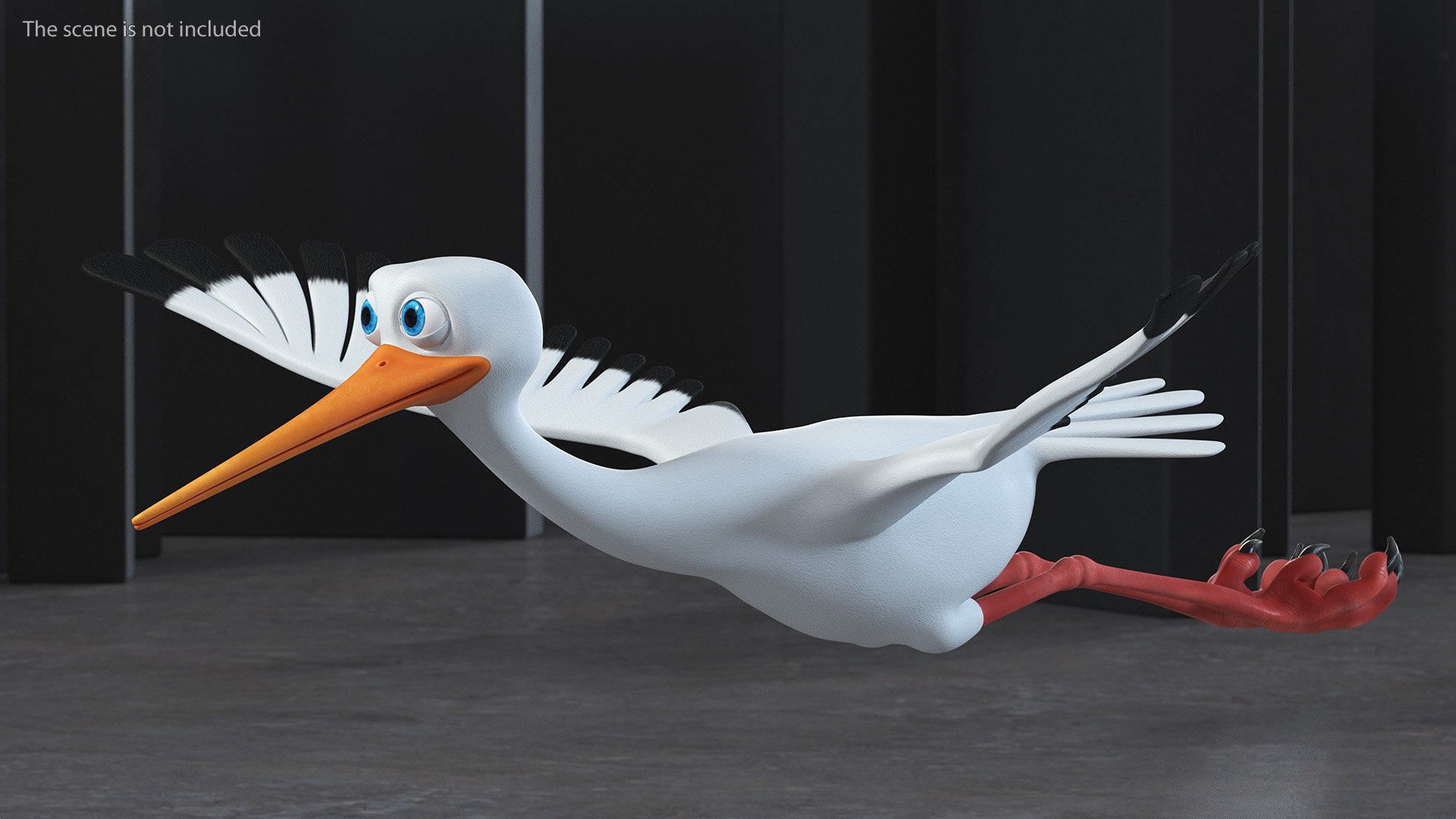 3D Flying Pose Cartoon Stork - TurboSquid 2079669