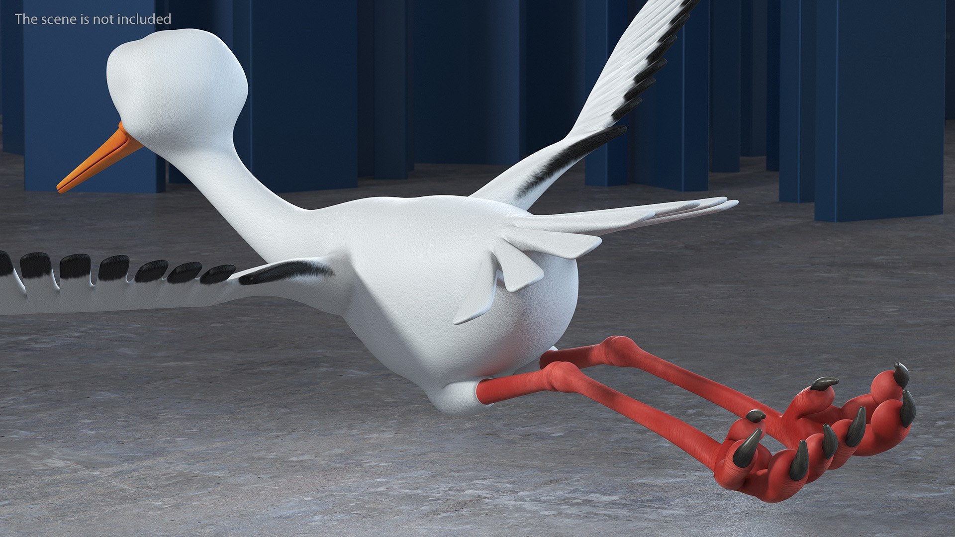 3D Flying Pose Cartoon Stork - TurboSquid 2079669