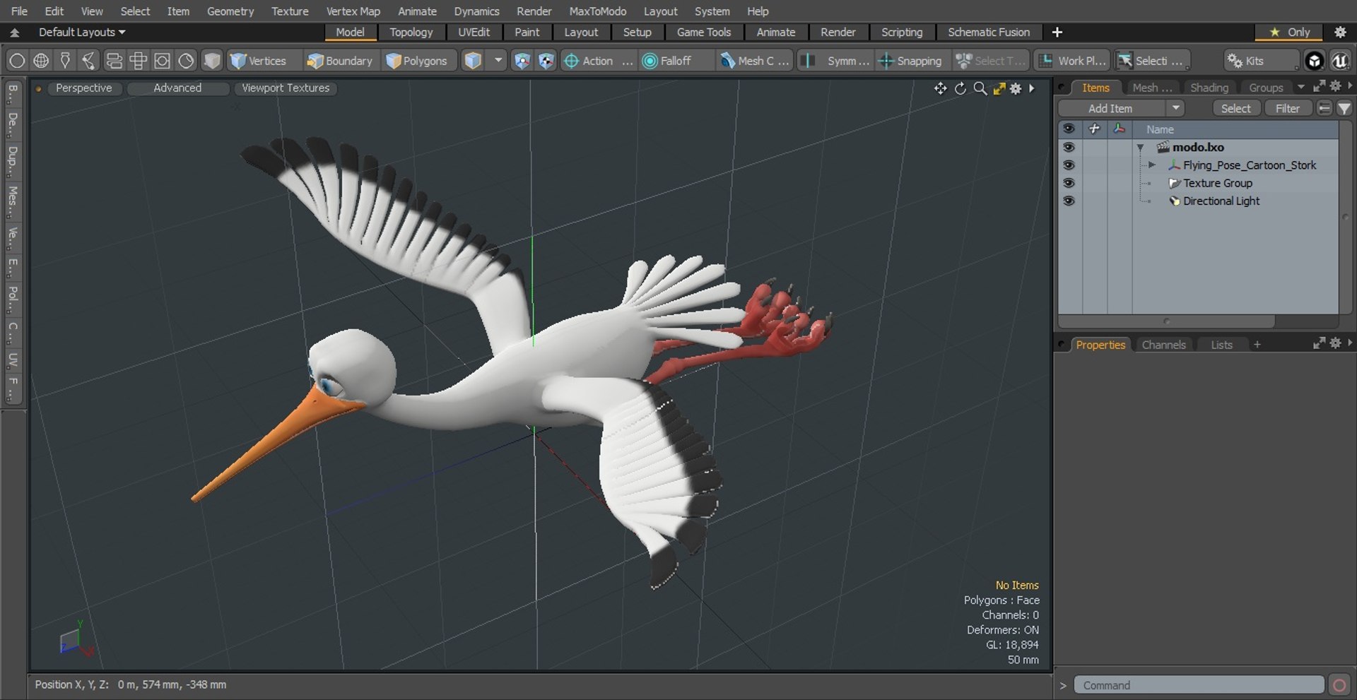 3D Flying Pose Cartoon Stork - TurboSquid 2079669