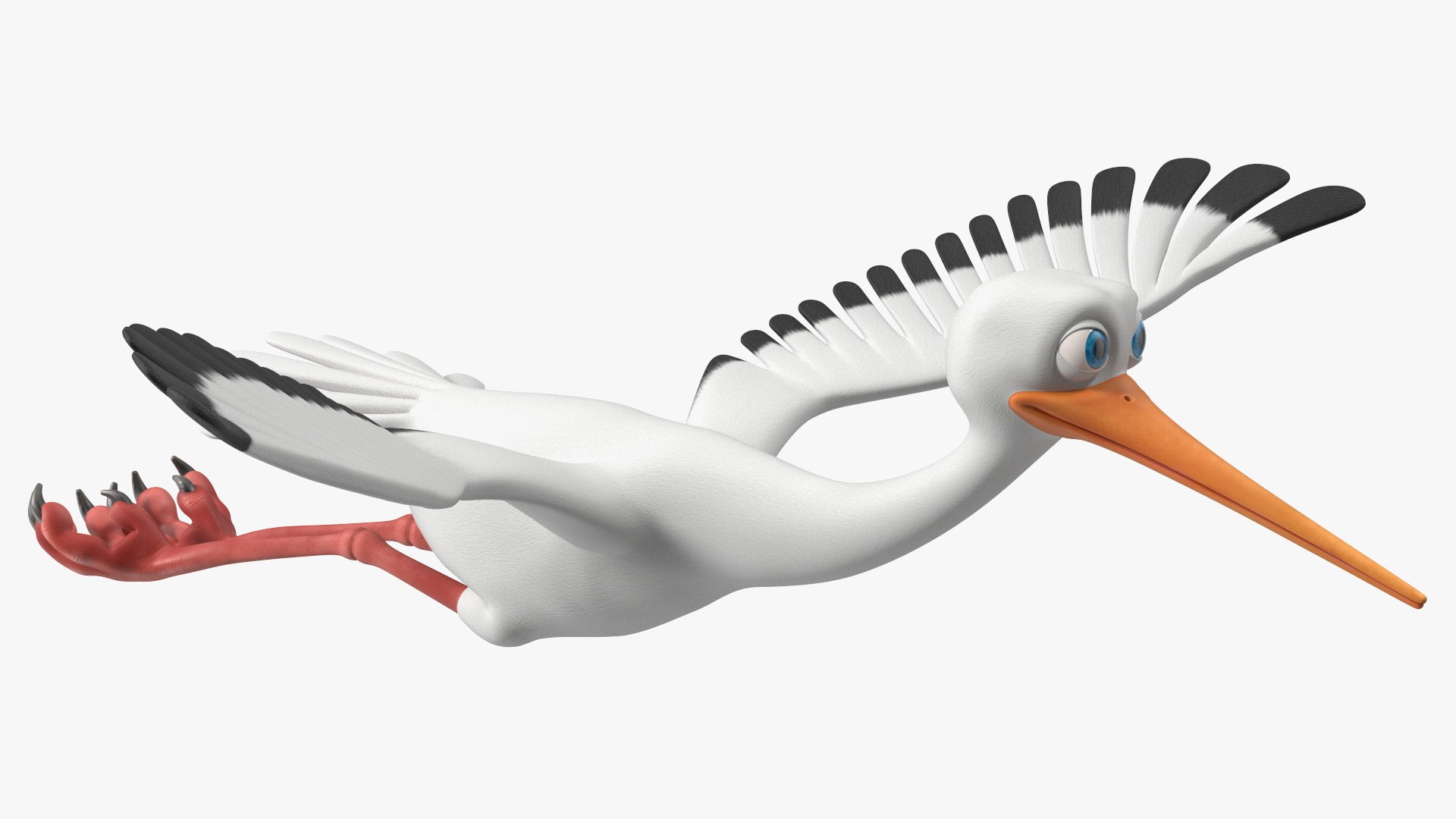3D Flying Pose Cartoon Stork - TurboSquid 2079669