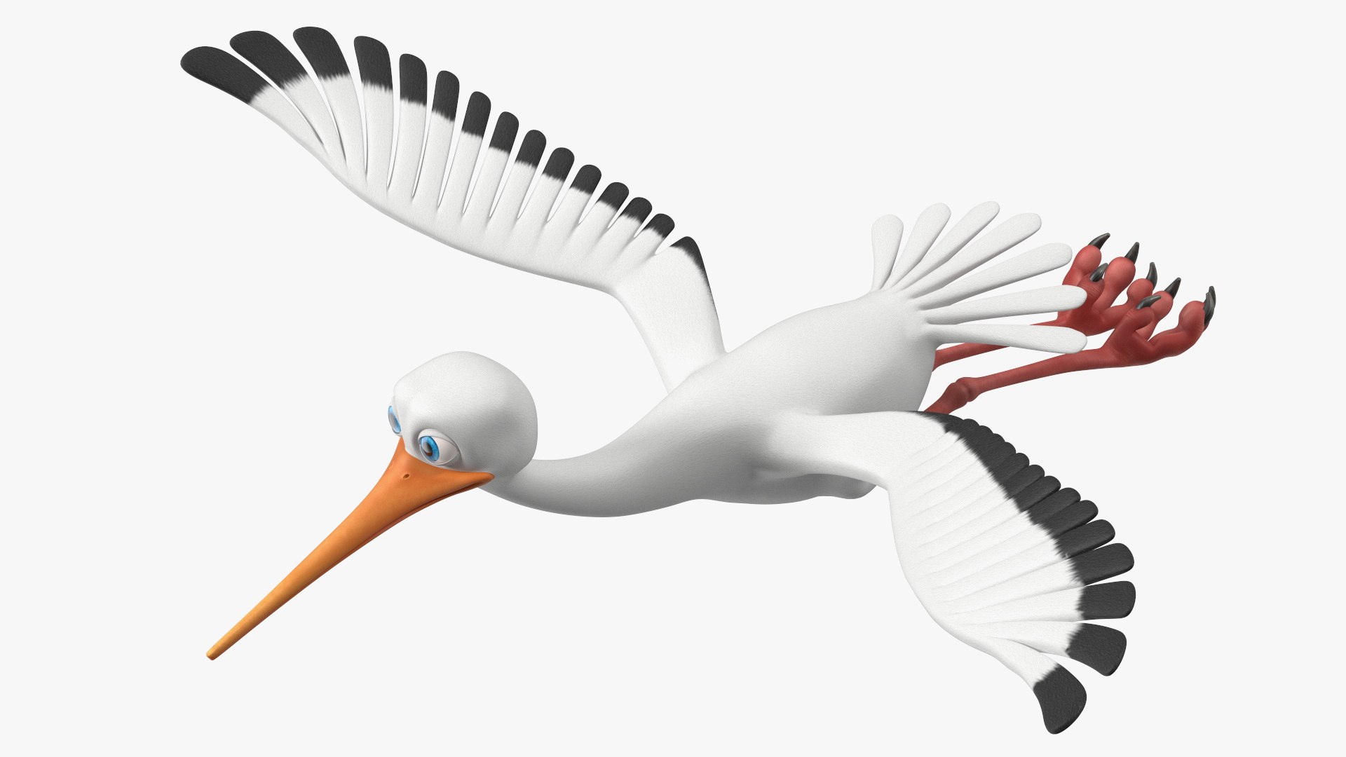 3D Flying Pose Cartoon Stork - TurboSquid 2079669