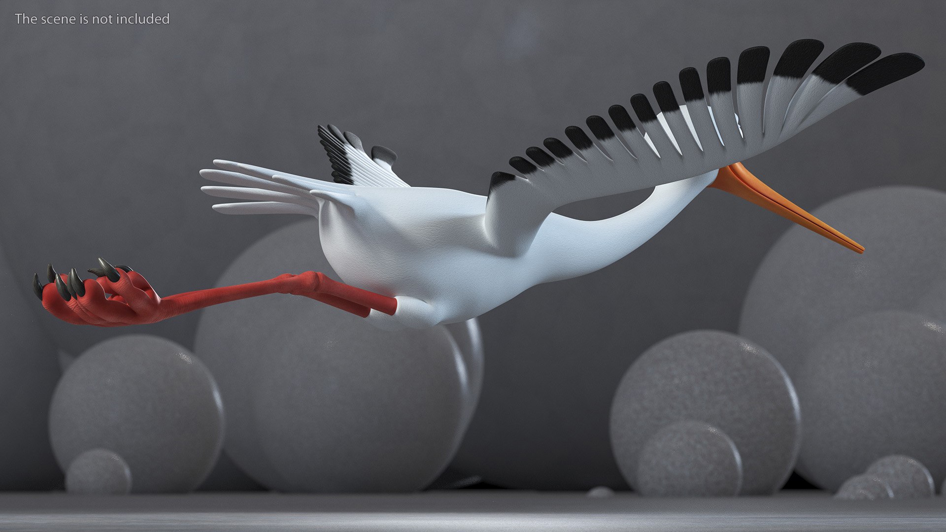 3D Flying Pose Cartoon Stork - TurboSquid 2079669