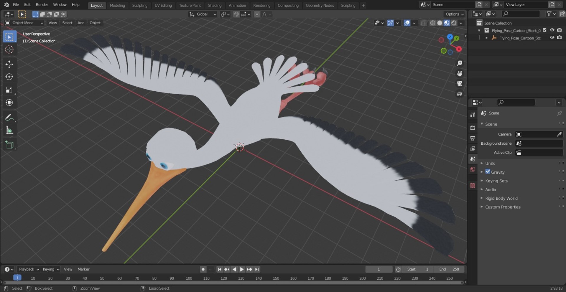 3D Flying Pose Cartoon Stork - TurboSquid 2079669