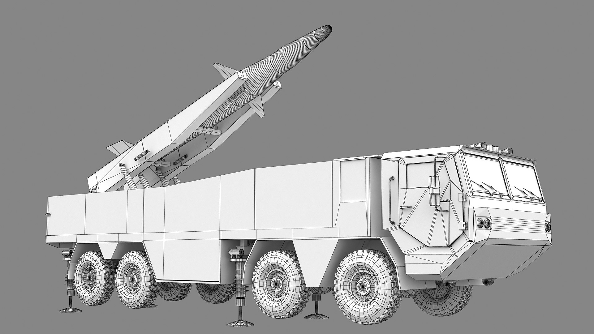 3D Model Kheibar Shekan-2 Iranian Ballistic Missile Launcher Vehicle ...