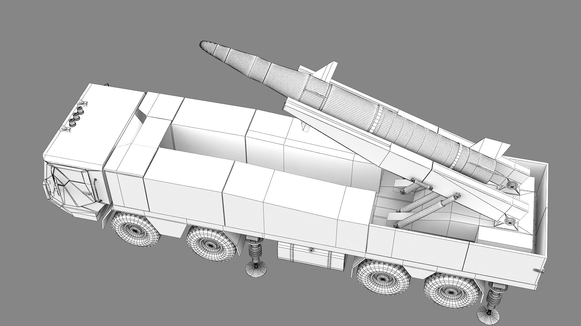 3D Model Kheibar Shekan-2 Iranian Ballistic Missile Launcher Vehicle ...