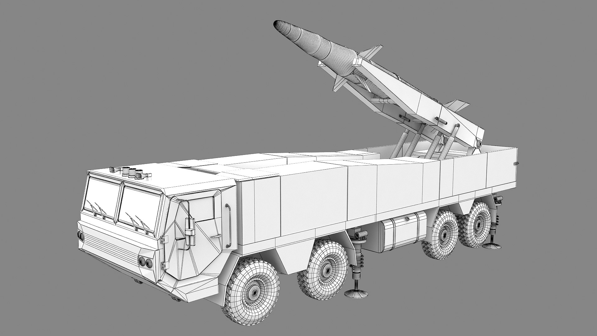 3D Model Kheibar Shekan-2 Iranian Ballistic Missile Launcher Vehicle ...
