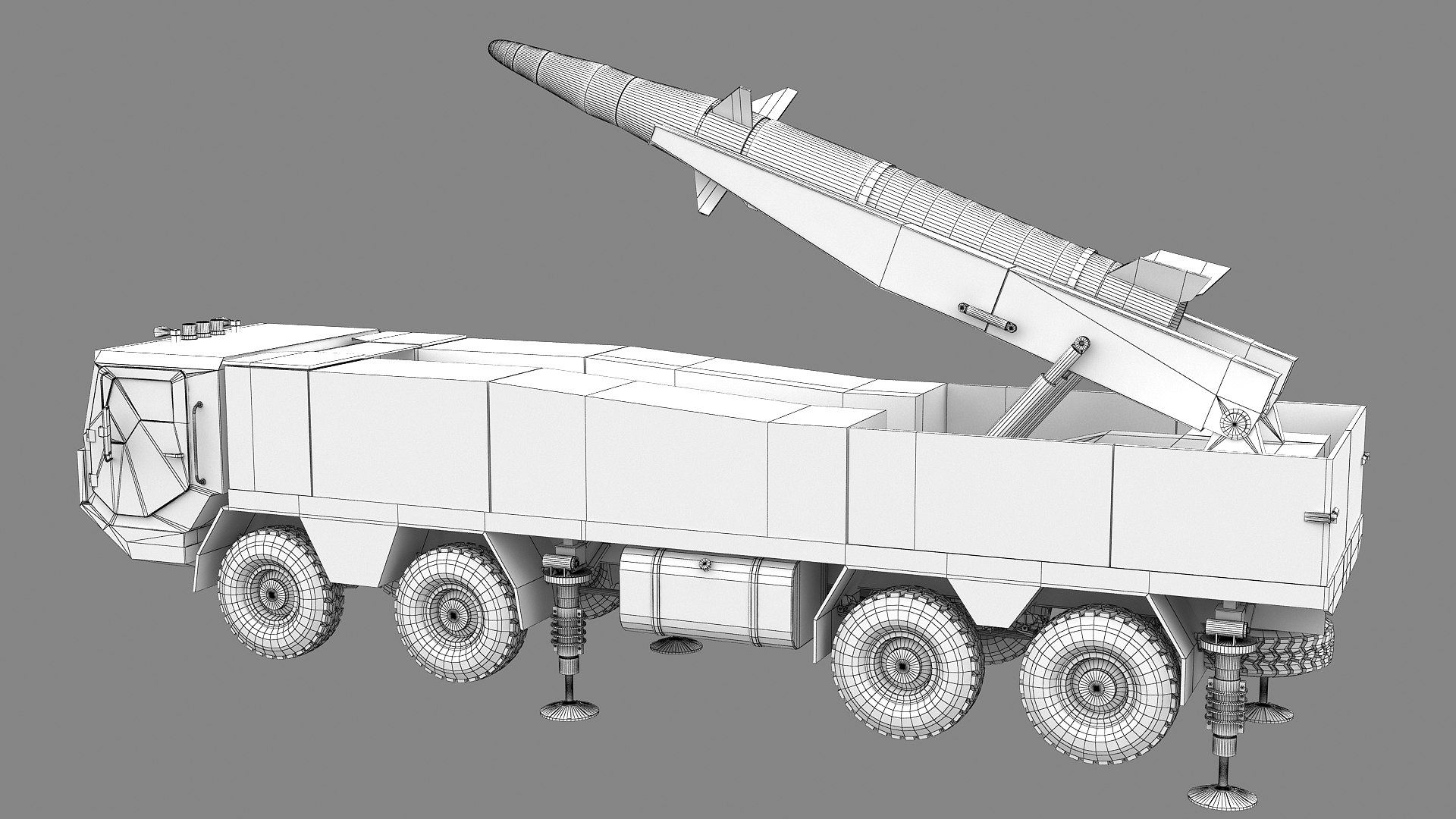 3D Model Kheibar Shekan-2 Iranian Ballistic Missile Launcher Vehicle ...