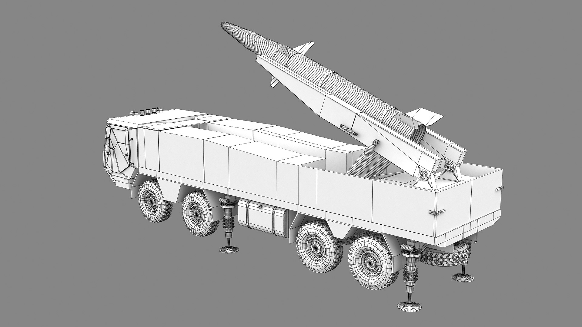 3D Model Kheibar Shekan-2 Iranian Ballistic Missile Launcher Vehicle ...