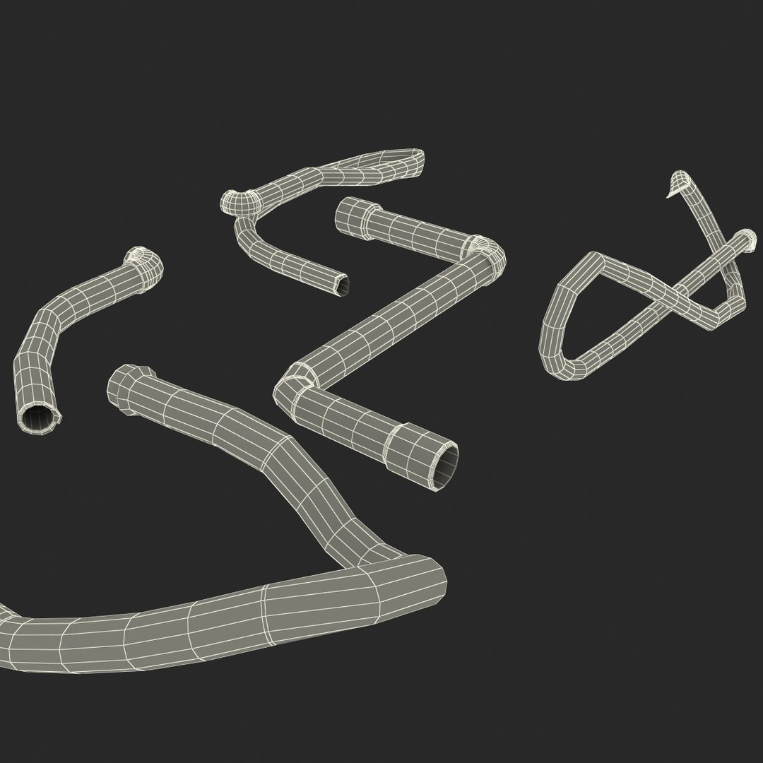 3d model iron pipes set elbow