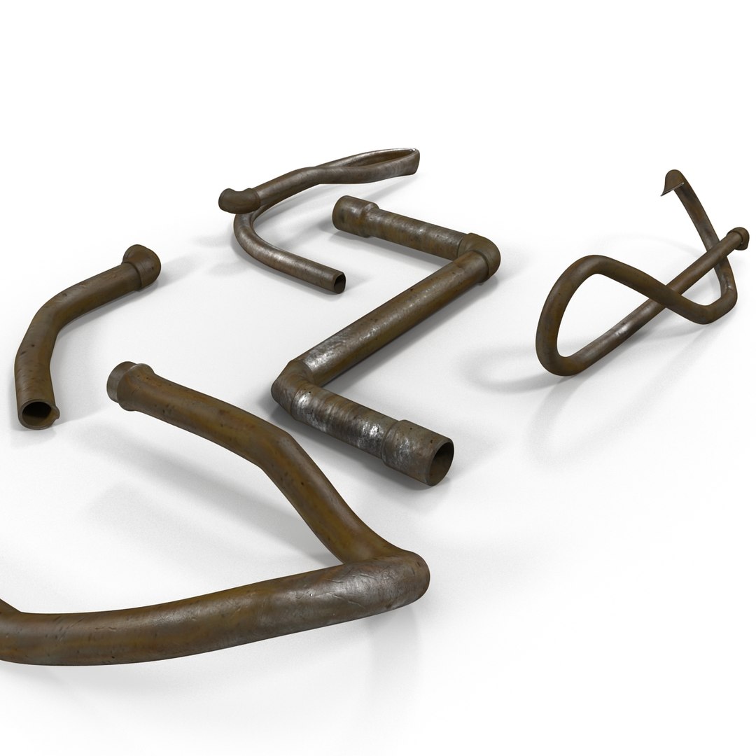3d Model Iron Pipes Set Elbow
