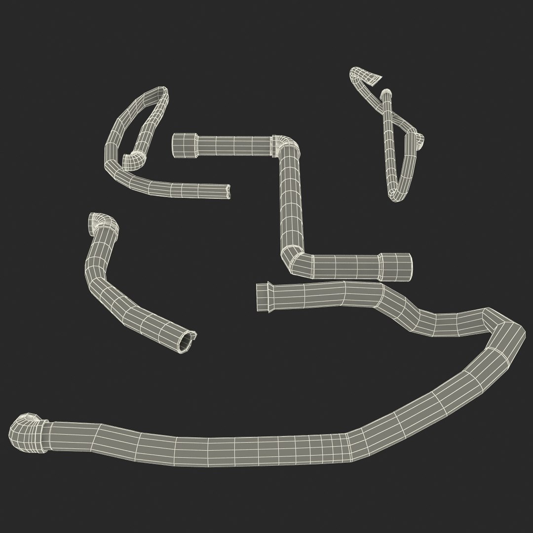 3d model iron pipes set elbow