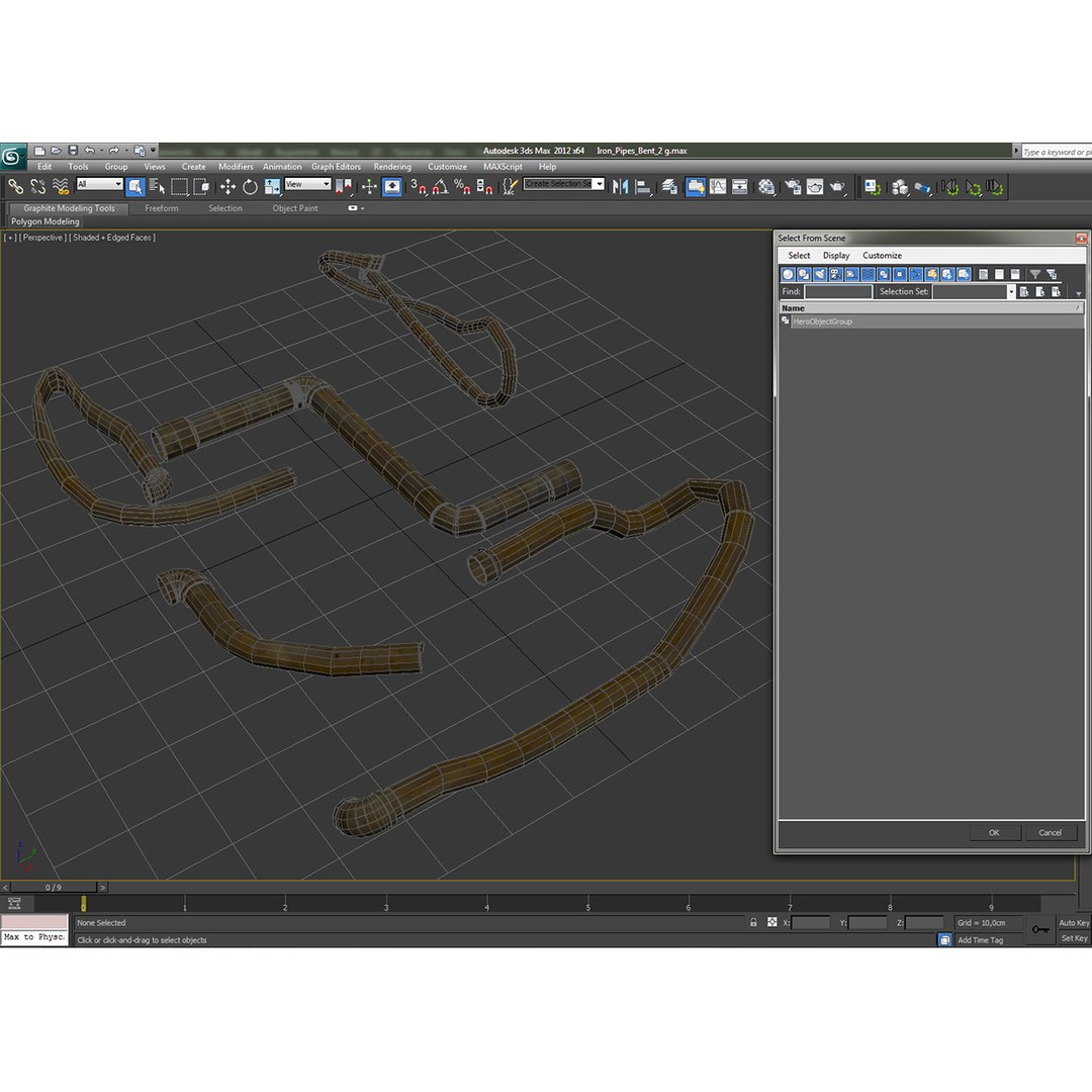 3d model iron pipes set elbow