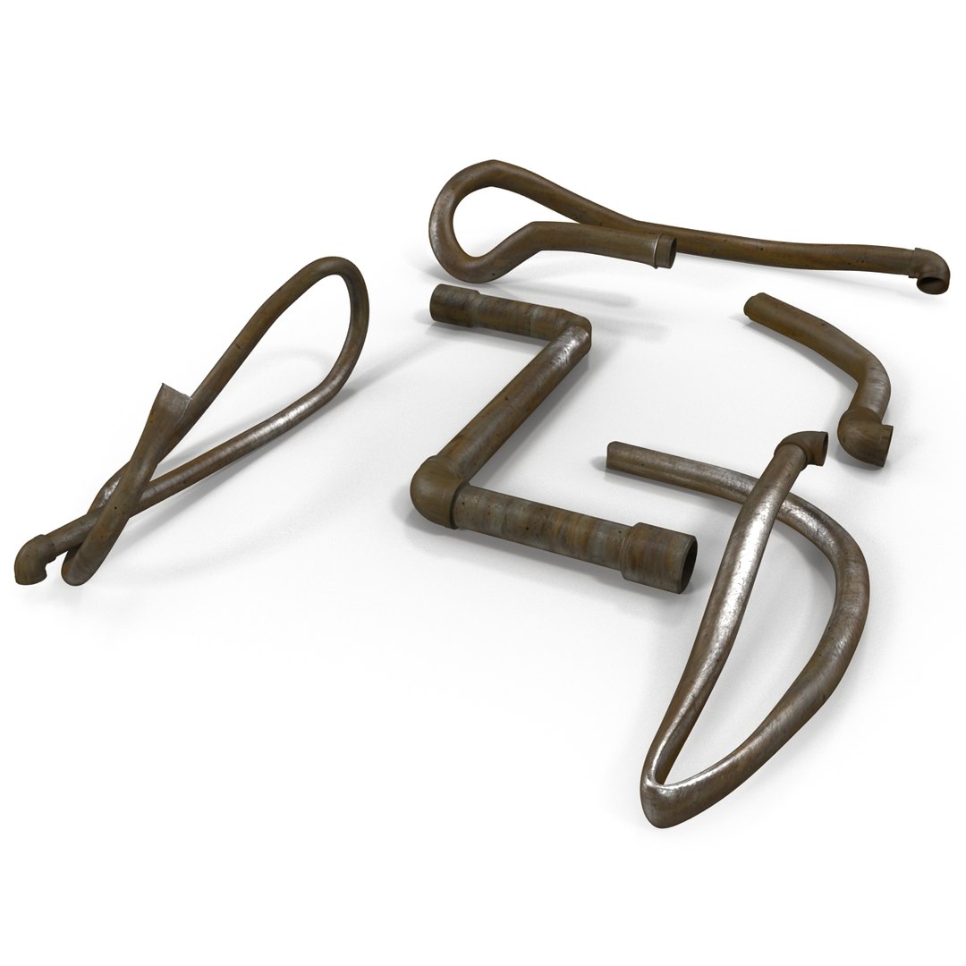 3d Model Iron Pipes Set Elbow