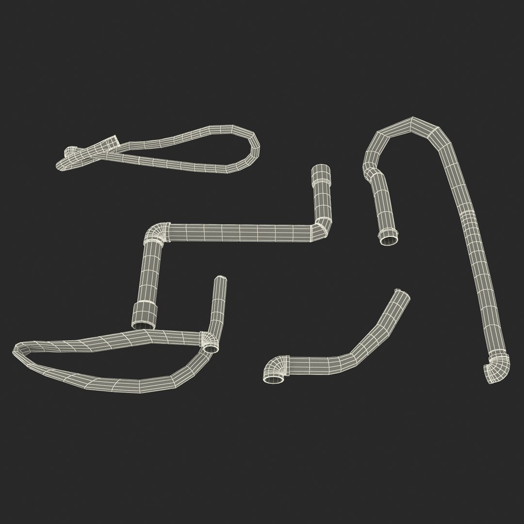 3d model iron pipes set elbow