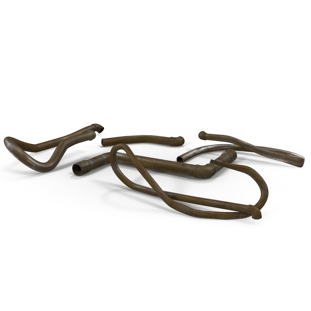 3d Model Iron Pipes Set Elbow
