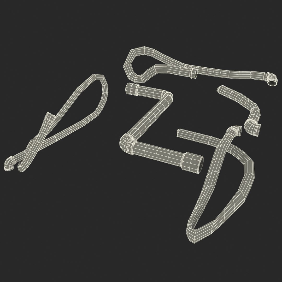 3d model iron pipes set elbow