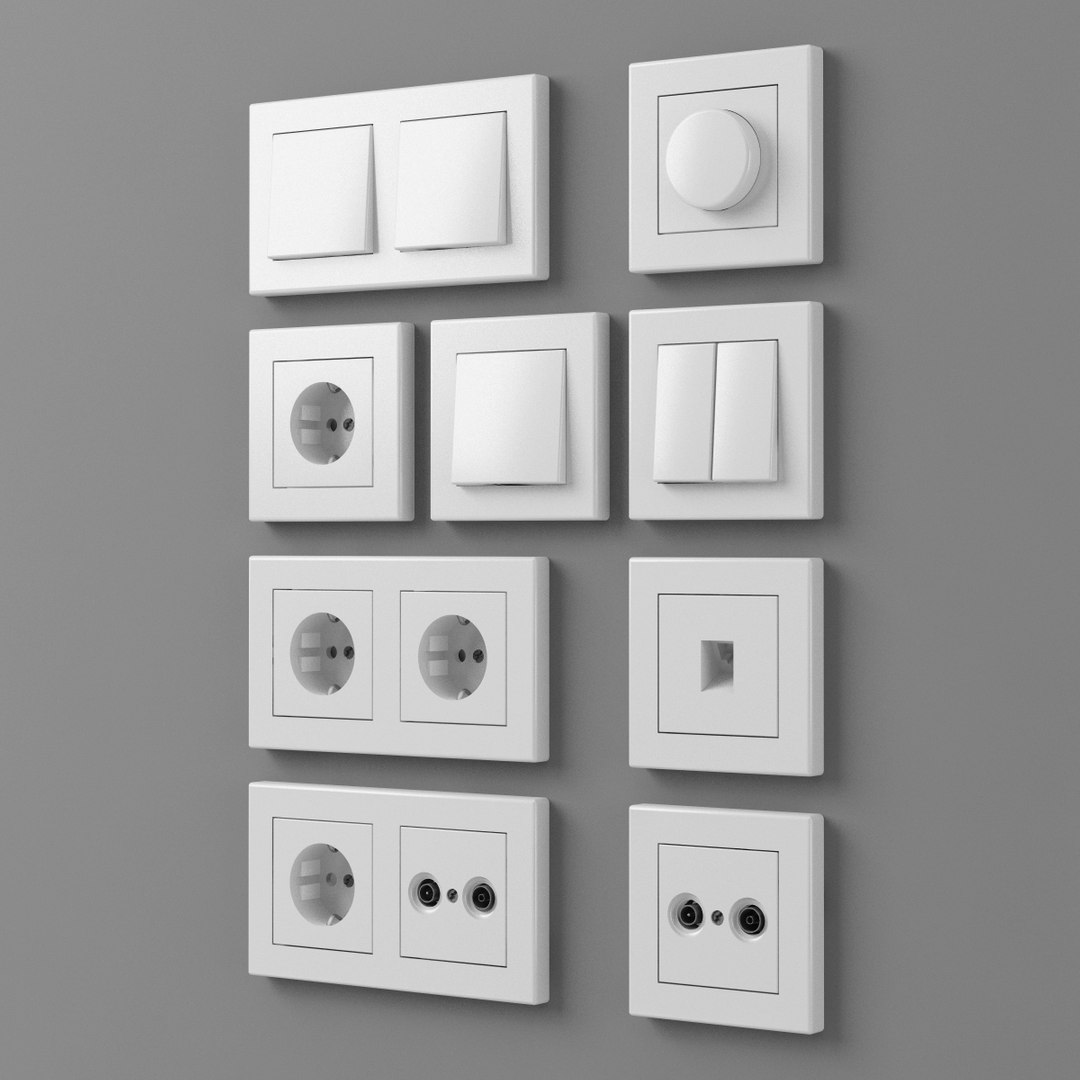 European Outlets Switches 3D Model - TurboSquid 1244472