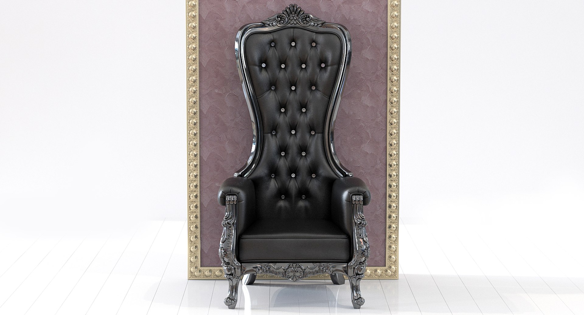 Tall Throne Chair Black Leather 3D Model - TurboSquid 1348740