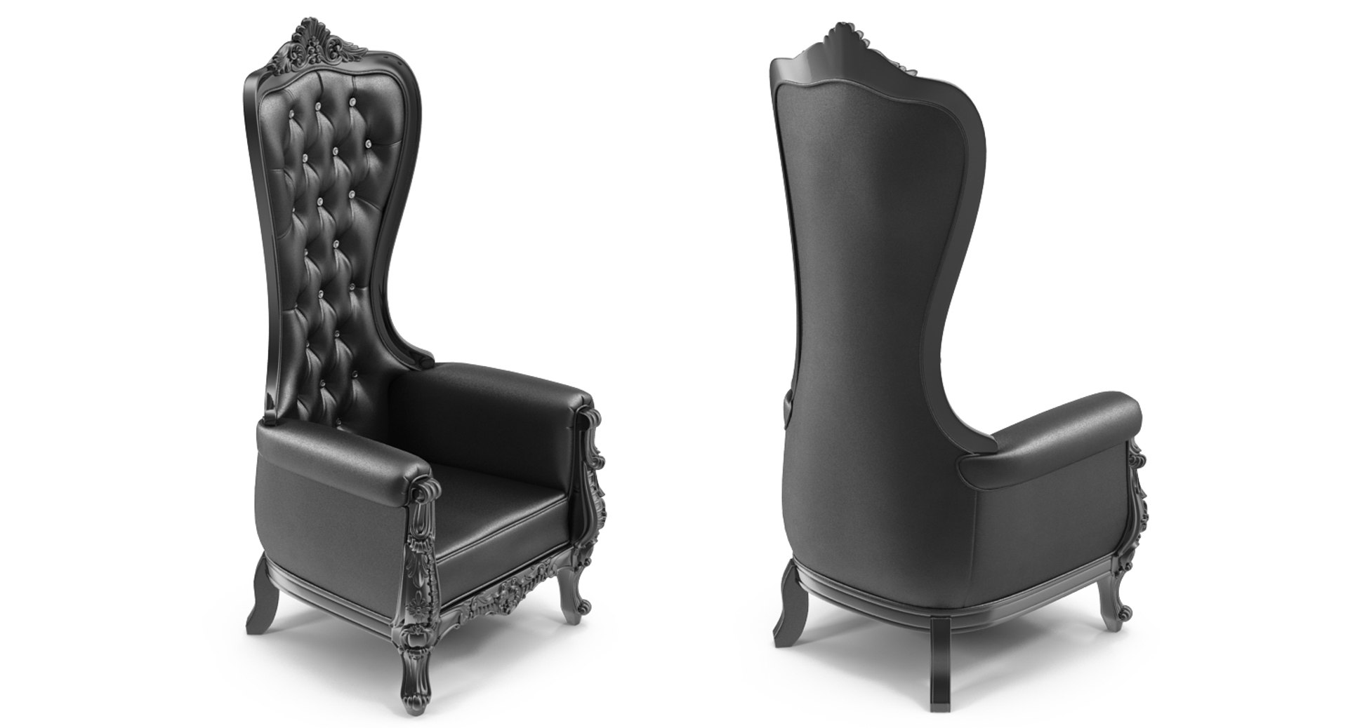 Tall Throne Chair Black Leather 3D Model - TurboSquid 1348740