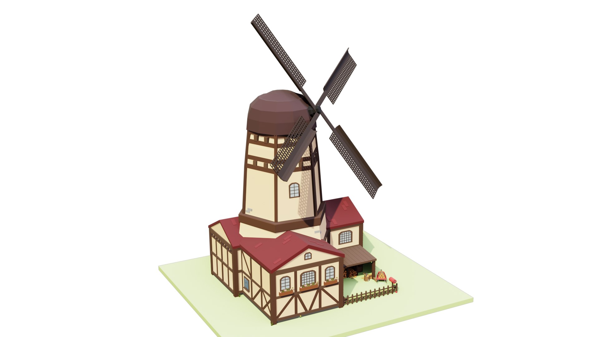 Low Poly Cartoon Farm Windmill 3D Model 3D Model - TurboSquid 1829159