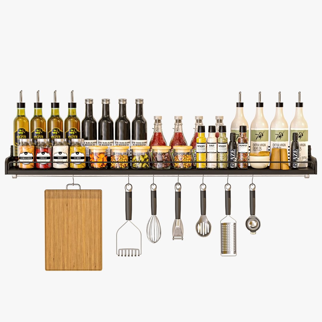 3D Spices sunflower oil and other kitchen utensils - TurboSquid 2073355