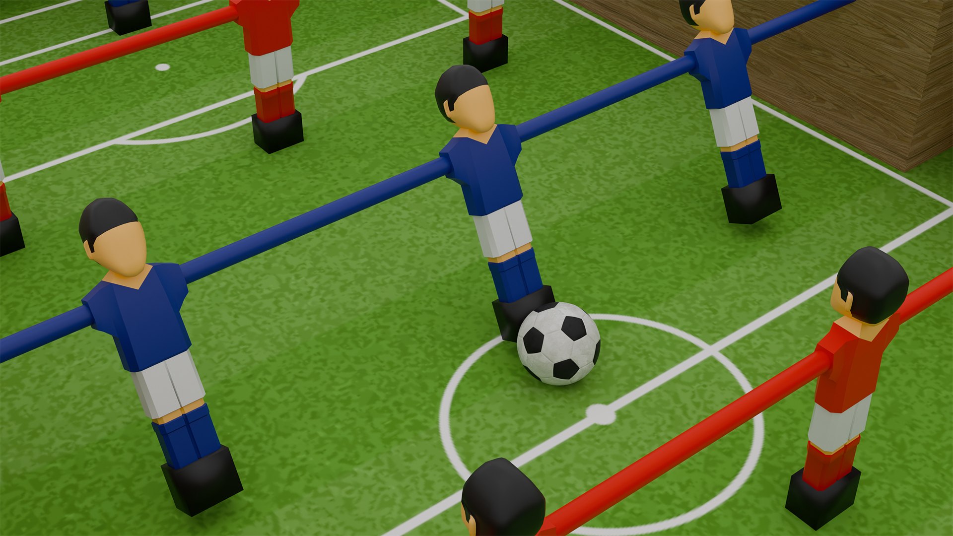 Stylized 3D Foosball Table Game Ready UV Mapped Flat Color Characters ...