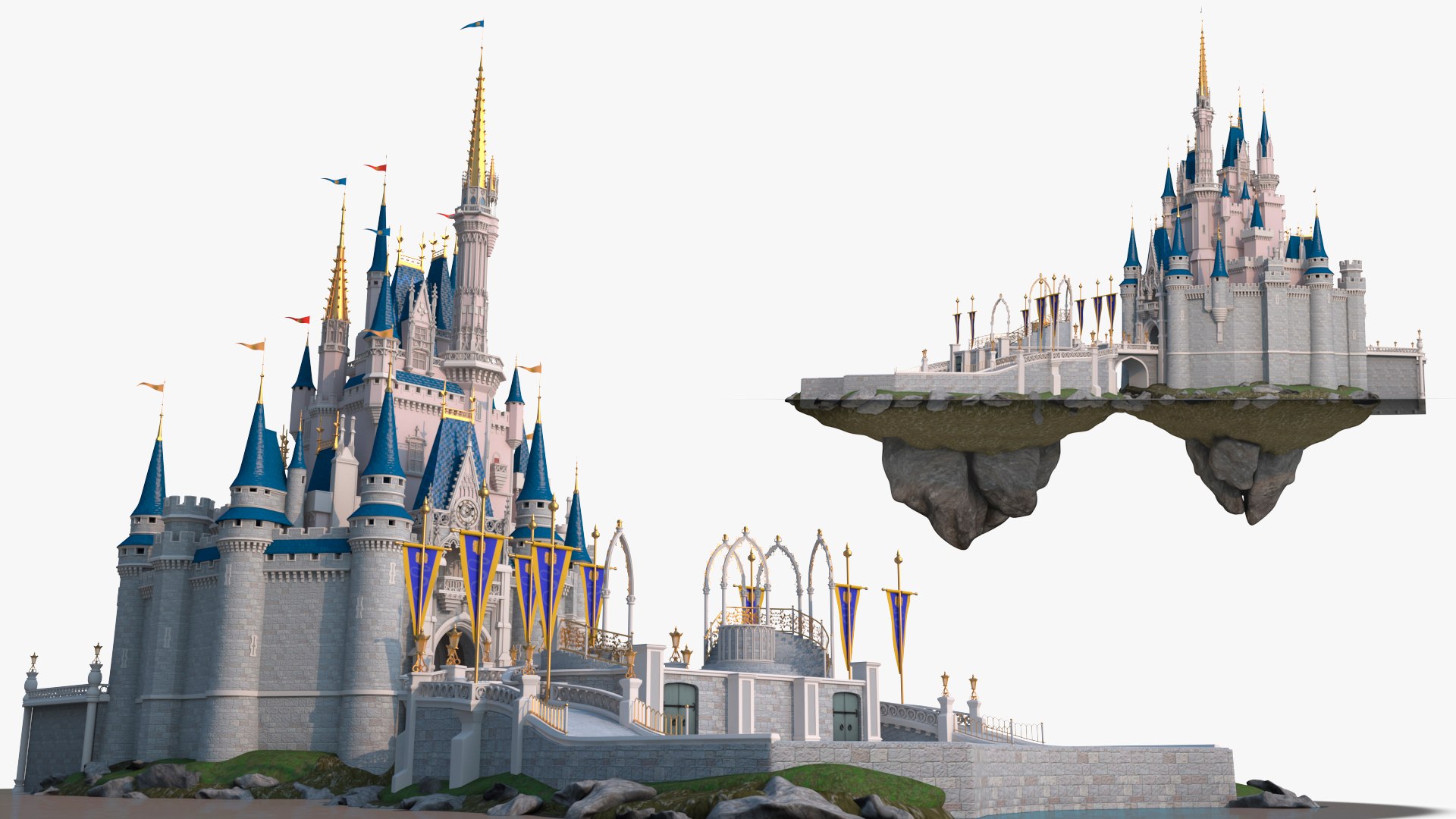 3D Floating Fantasy Disneyland Cinderella Castle - TurboSquid 2412720