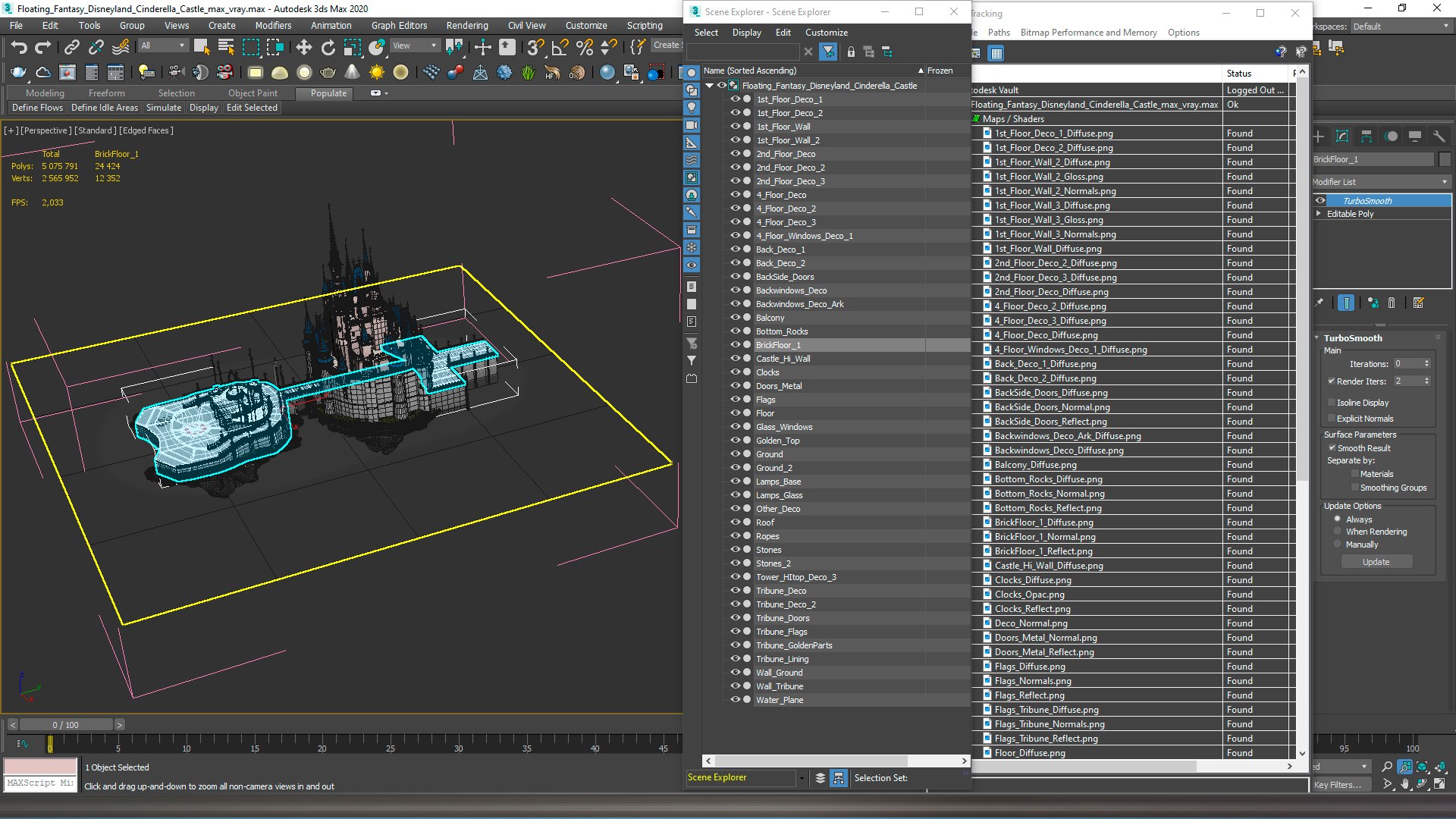 3D Floating Fantasy Disneyland Cinderella Castle - TurboSquid 2412720