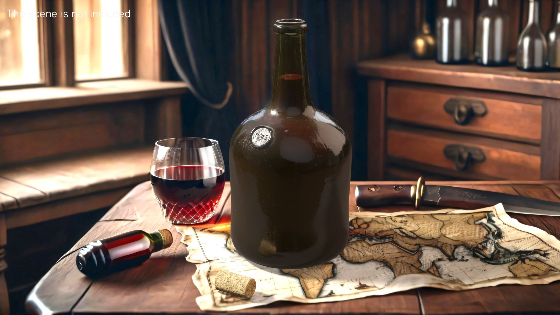 Antique Glass Rum Bottle Model - TurboSquid 2218383