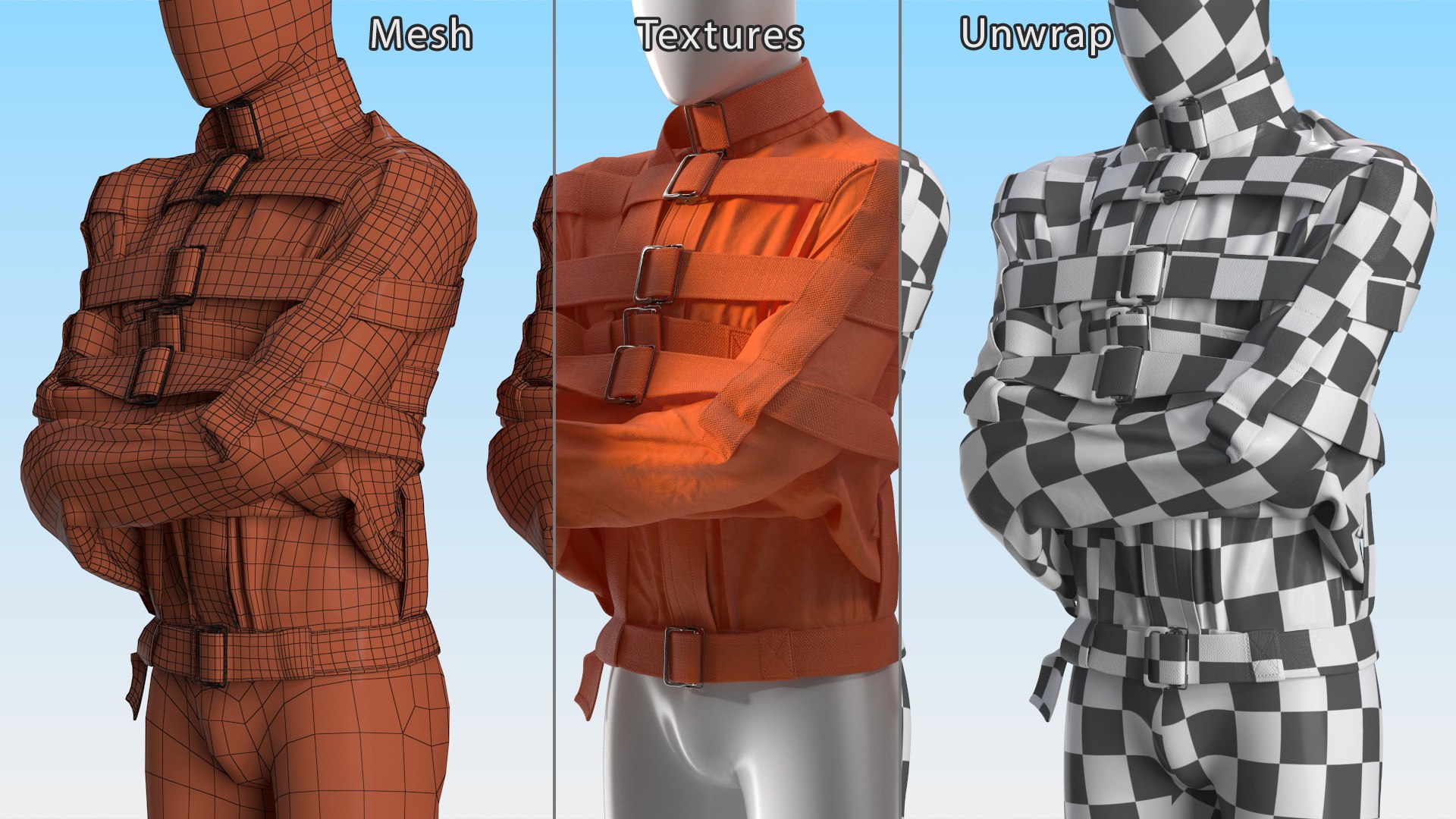3D Mannequin In Straitjacket Orange - TurboSquid 2295123