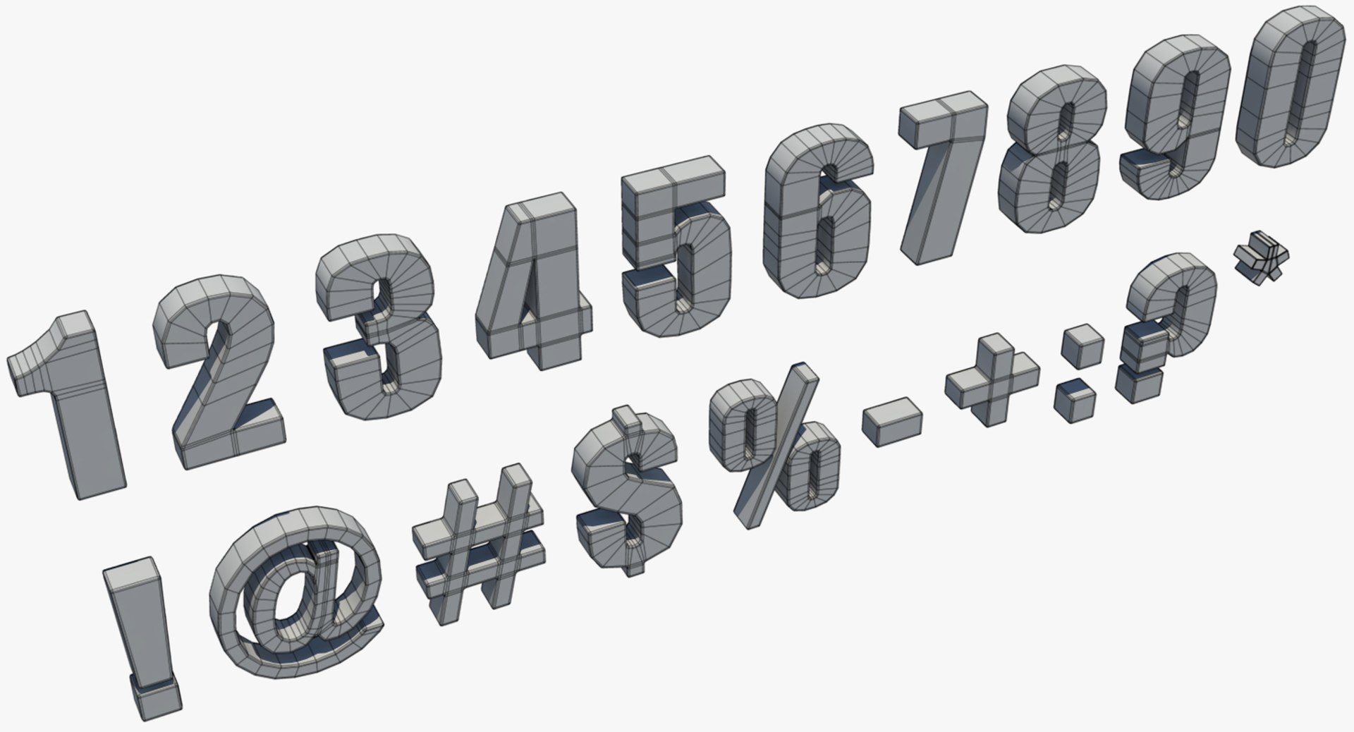 Numbers Symbols 3d X