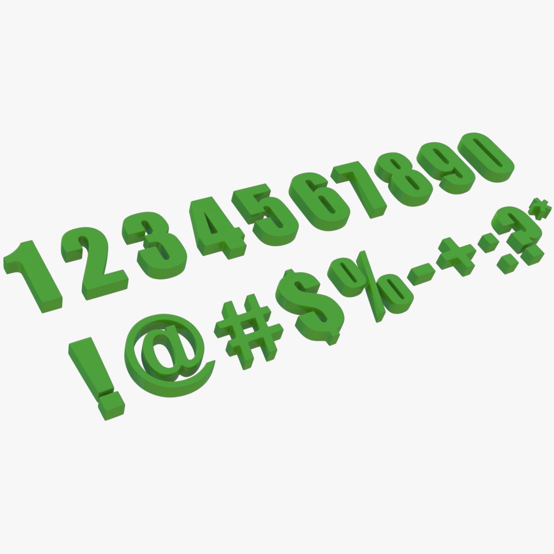 Numbers Symbols 3d X