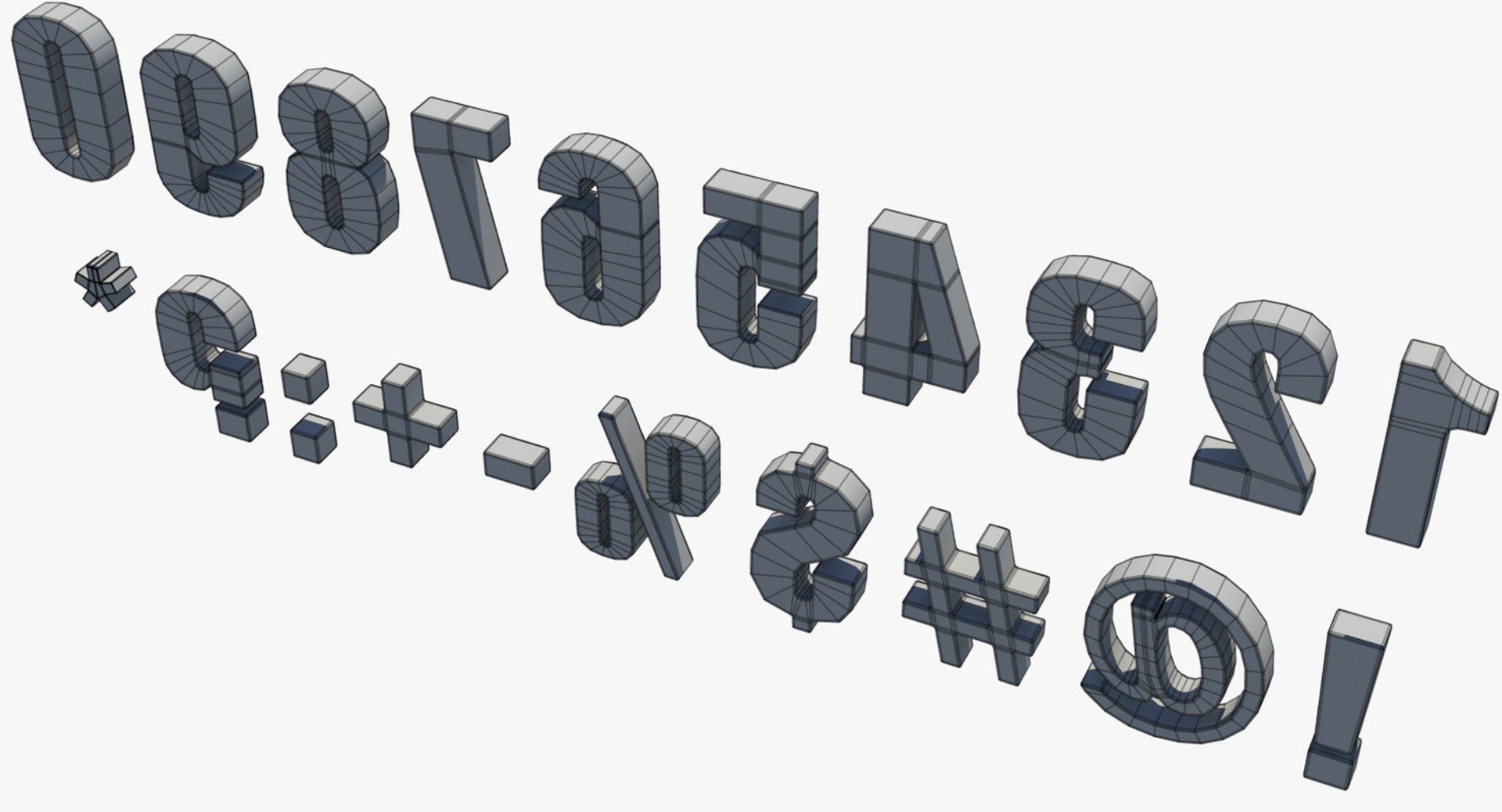 Numbers Symbols 3d X