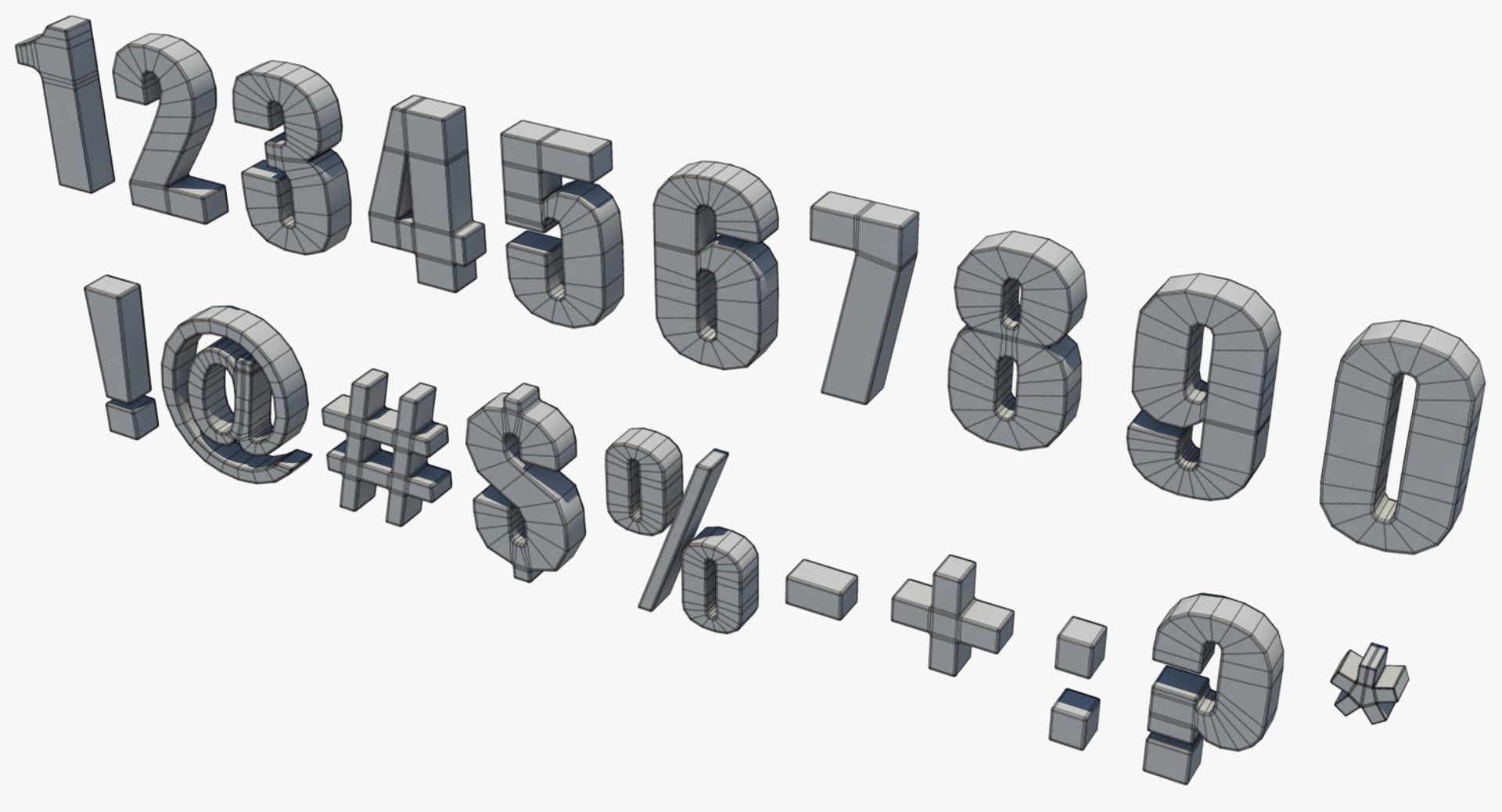 Numbers Symbols 3d X