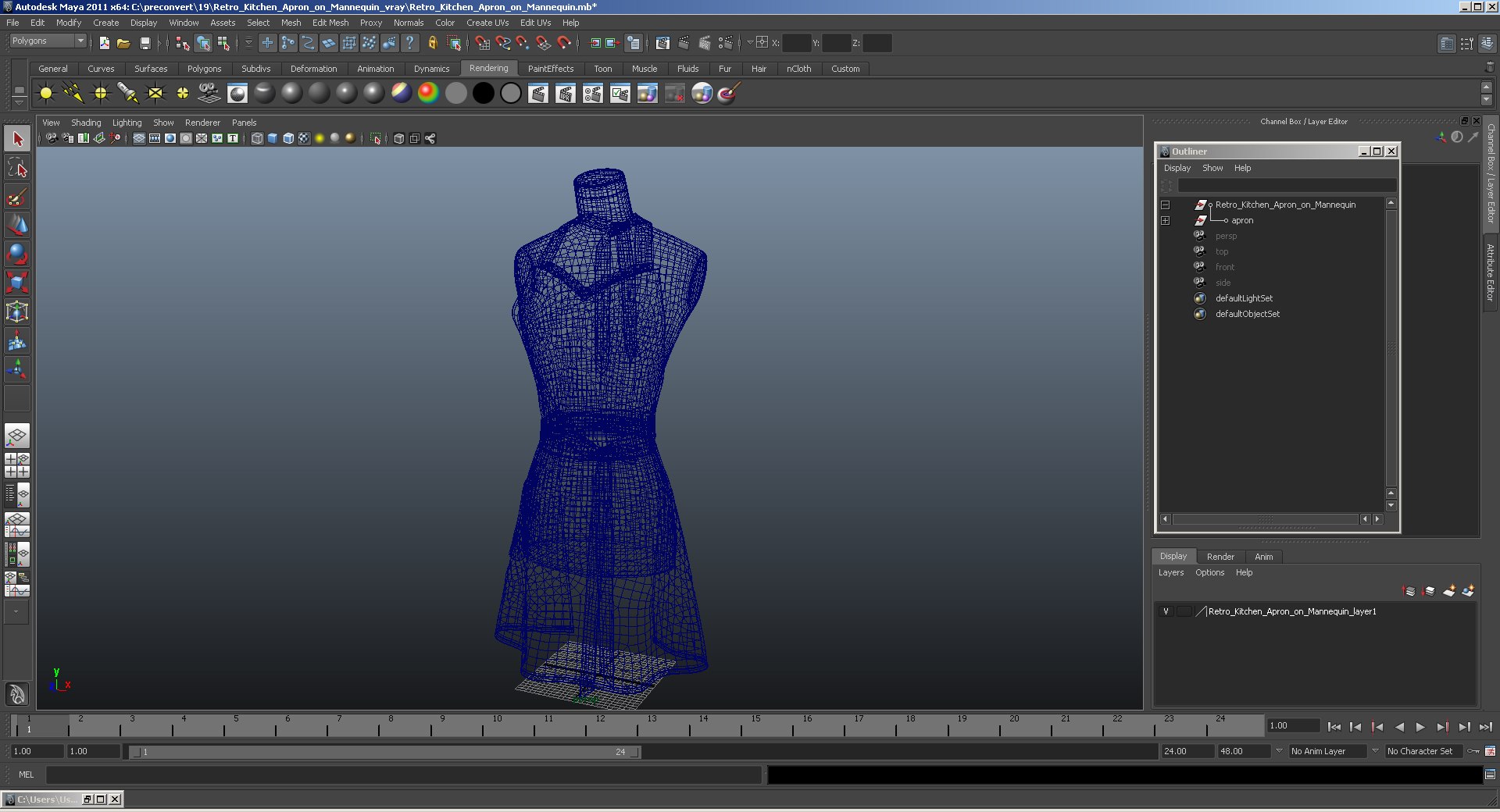 3D Retro Kitchen Apron Mannequin - TurboSquid 1303769