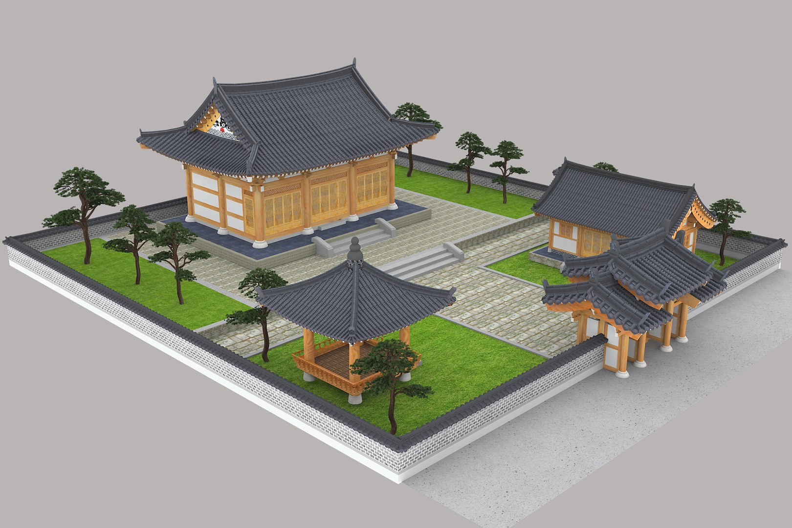 Korean traditional wooden house 3D model - TurboSquid 2164190