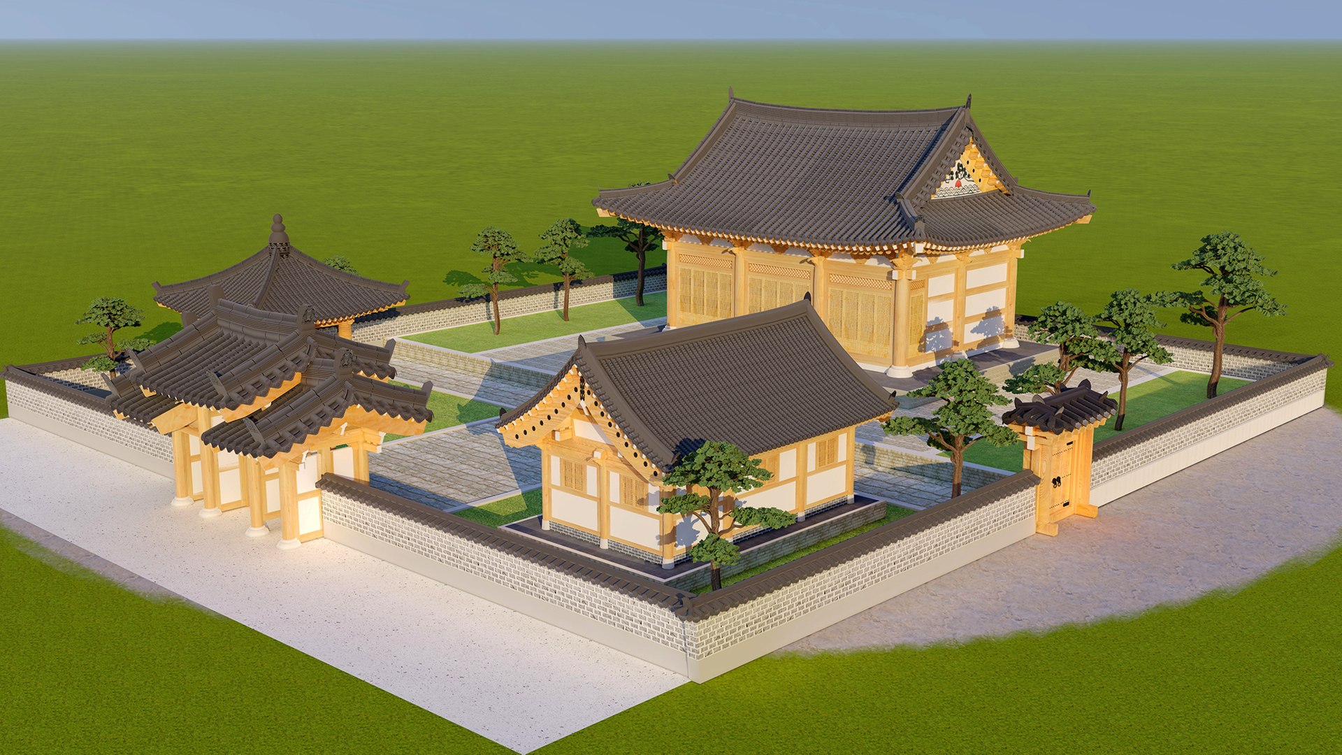 Korean traditional wooden house 3D model - TurboSquid 2164190
