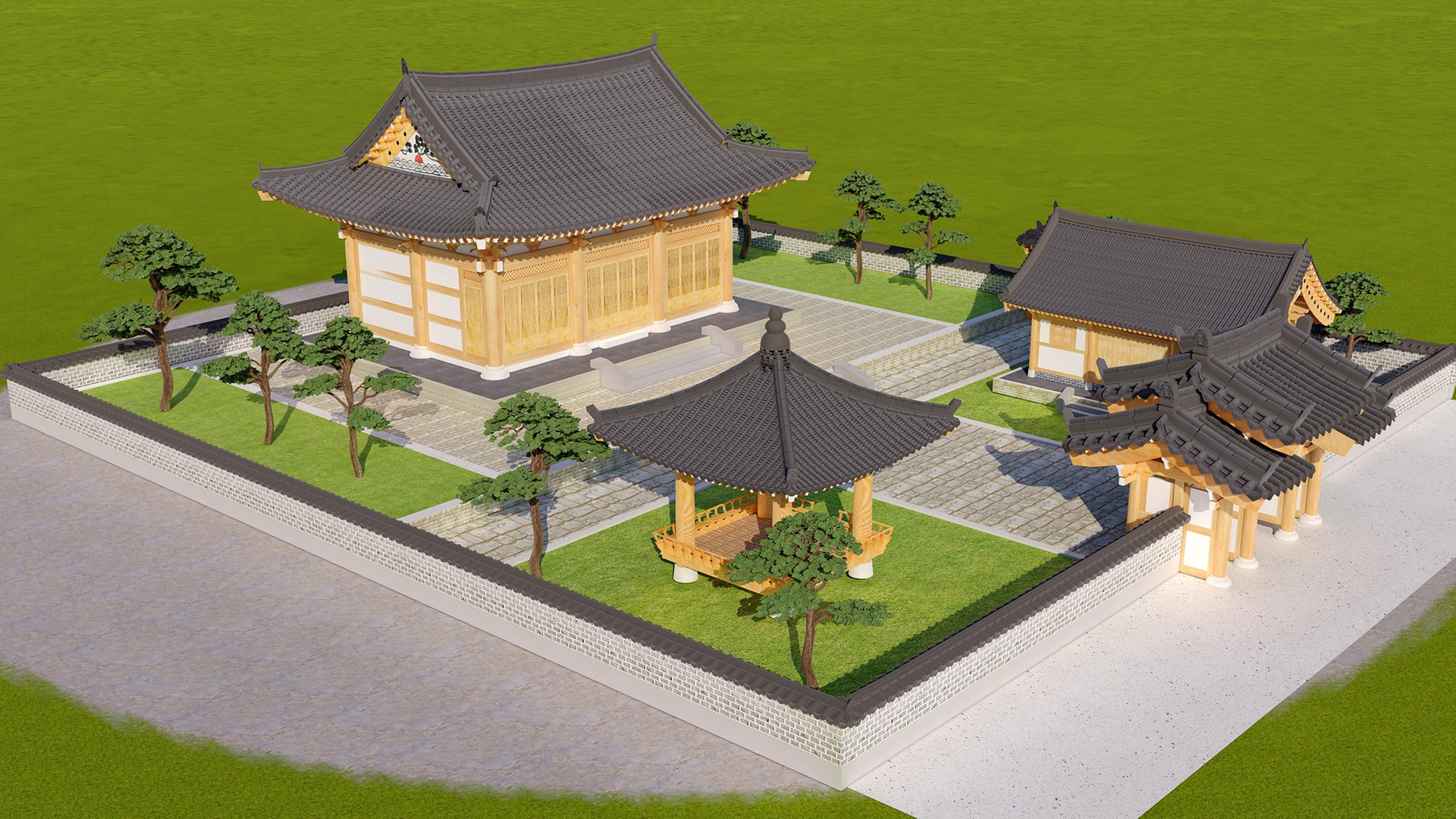 Korean traditional wooden house 3D model - TurboSquid 2164190
