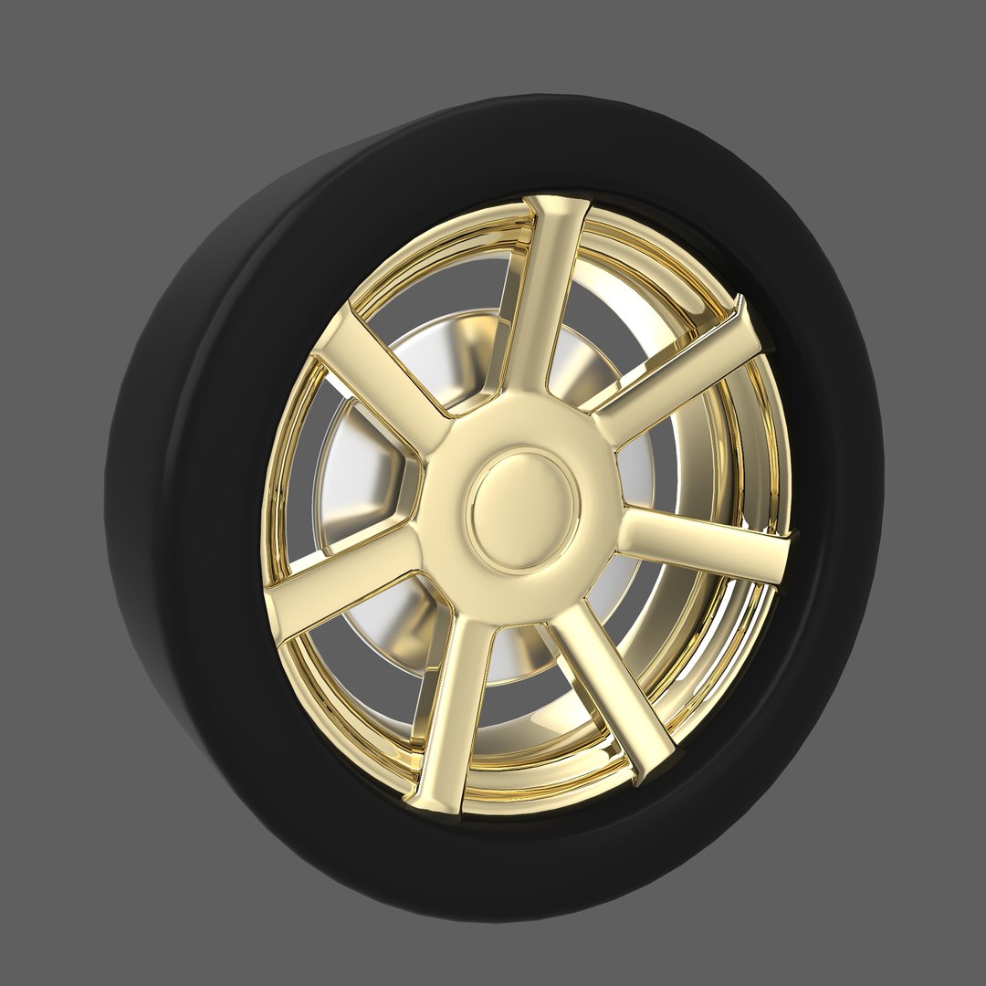 3D Simple Gold Wheel - TurboSquid 2387643