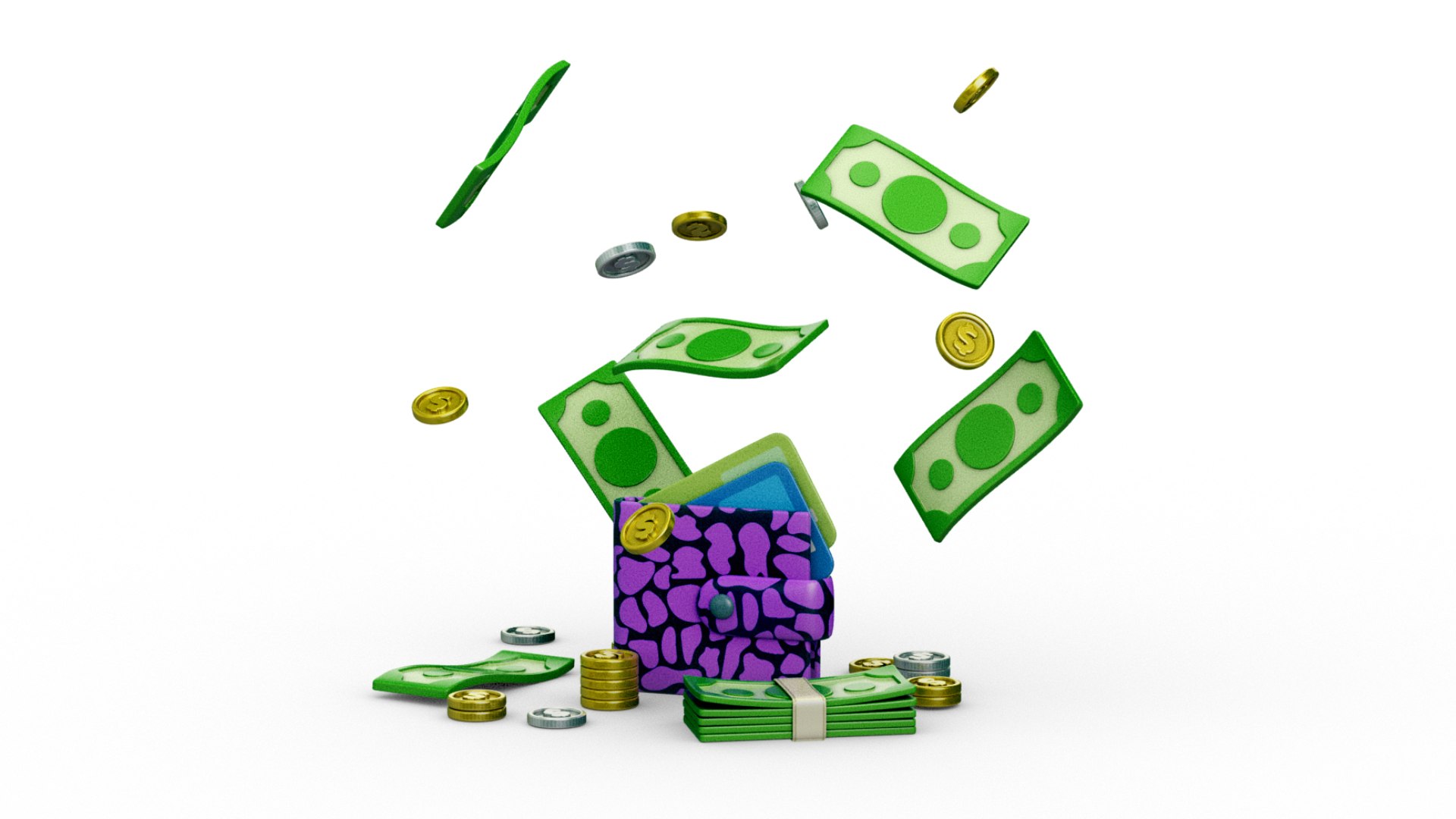 Cartoon Money 3D Model - TurboSquid 2265366